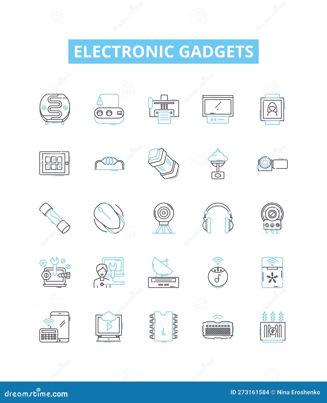 Electronic Gadgets Vector Line Icons Set. Electronics, Gadgets, Devices ...