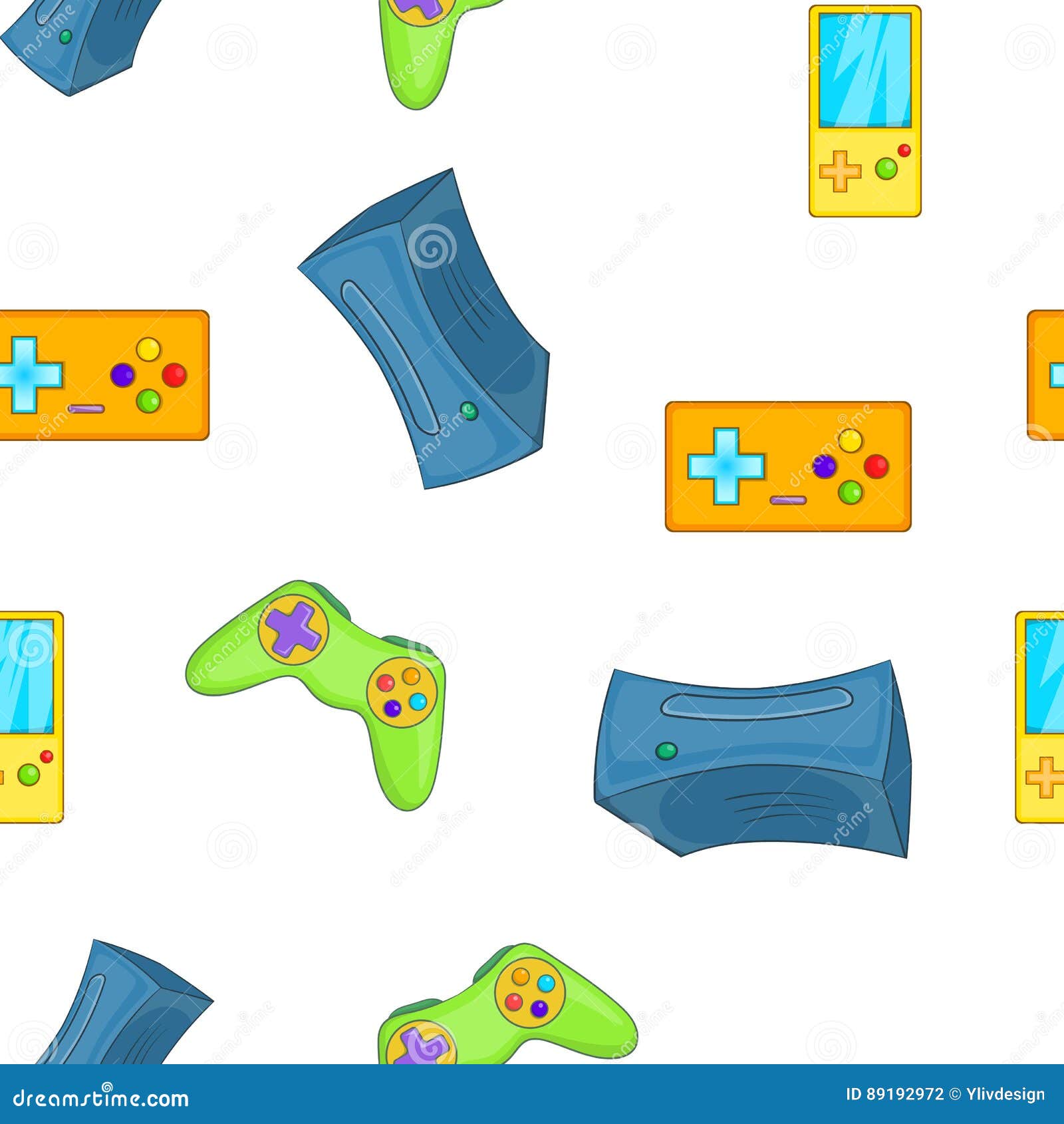 Electronic Games Pattern, Cartoon Style Stock Vector - Illustration of ...