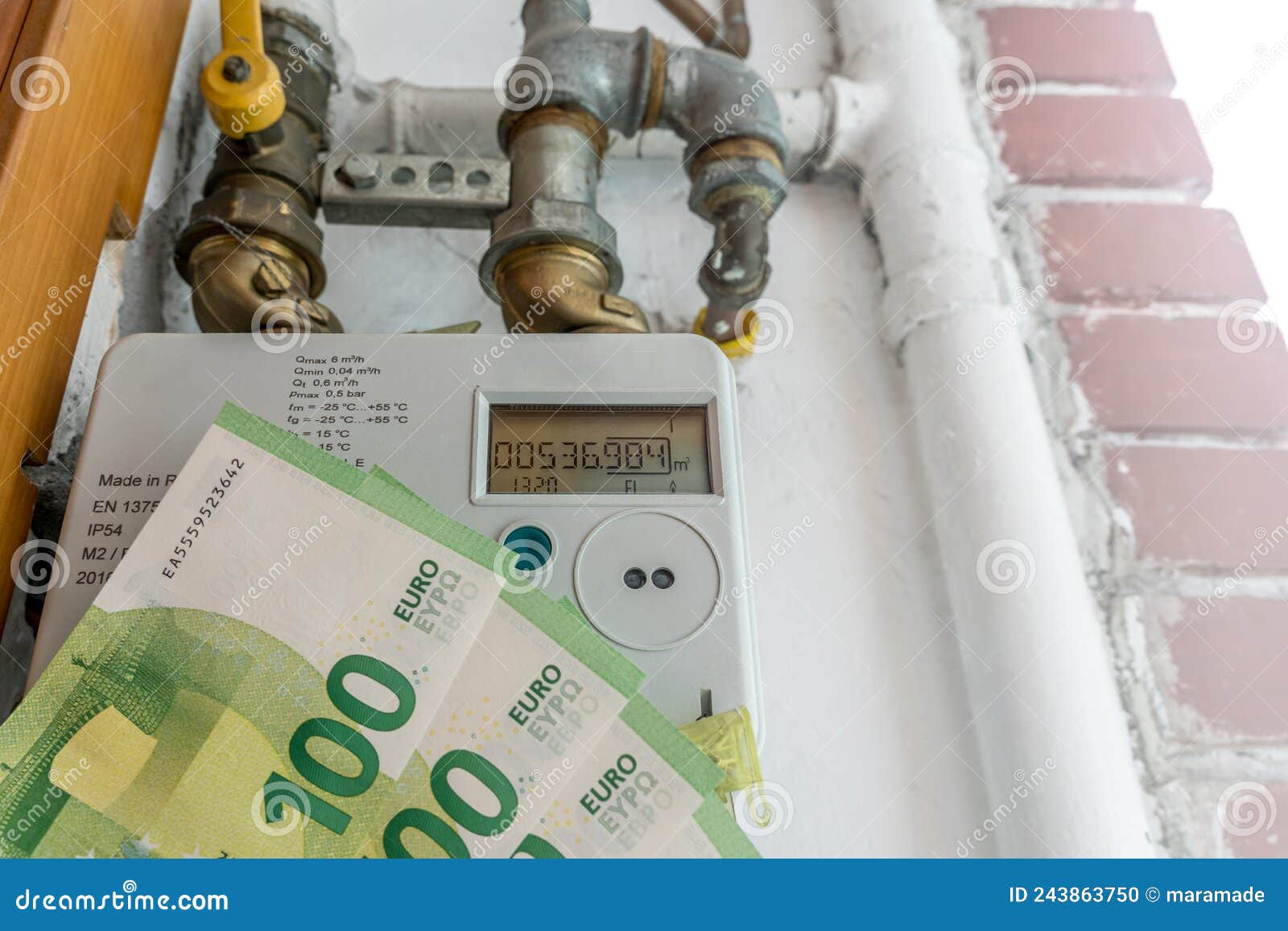 Electronic Gas Consumption Meter with Money. Stock Photo - Image of ...