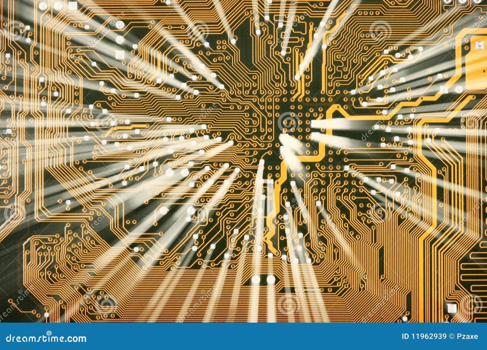 Electronic Golden Circuit Board with Shine Stock Image - Image of ...