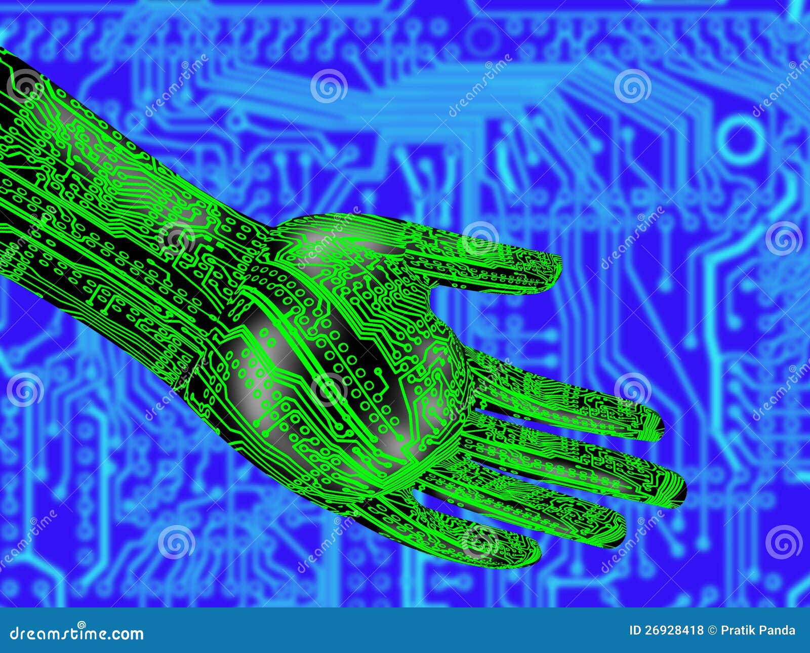 Electronic Hand Holding a Translucent Globe Stock Photo - Image of ...
