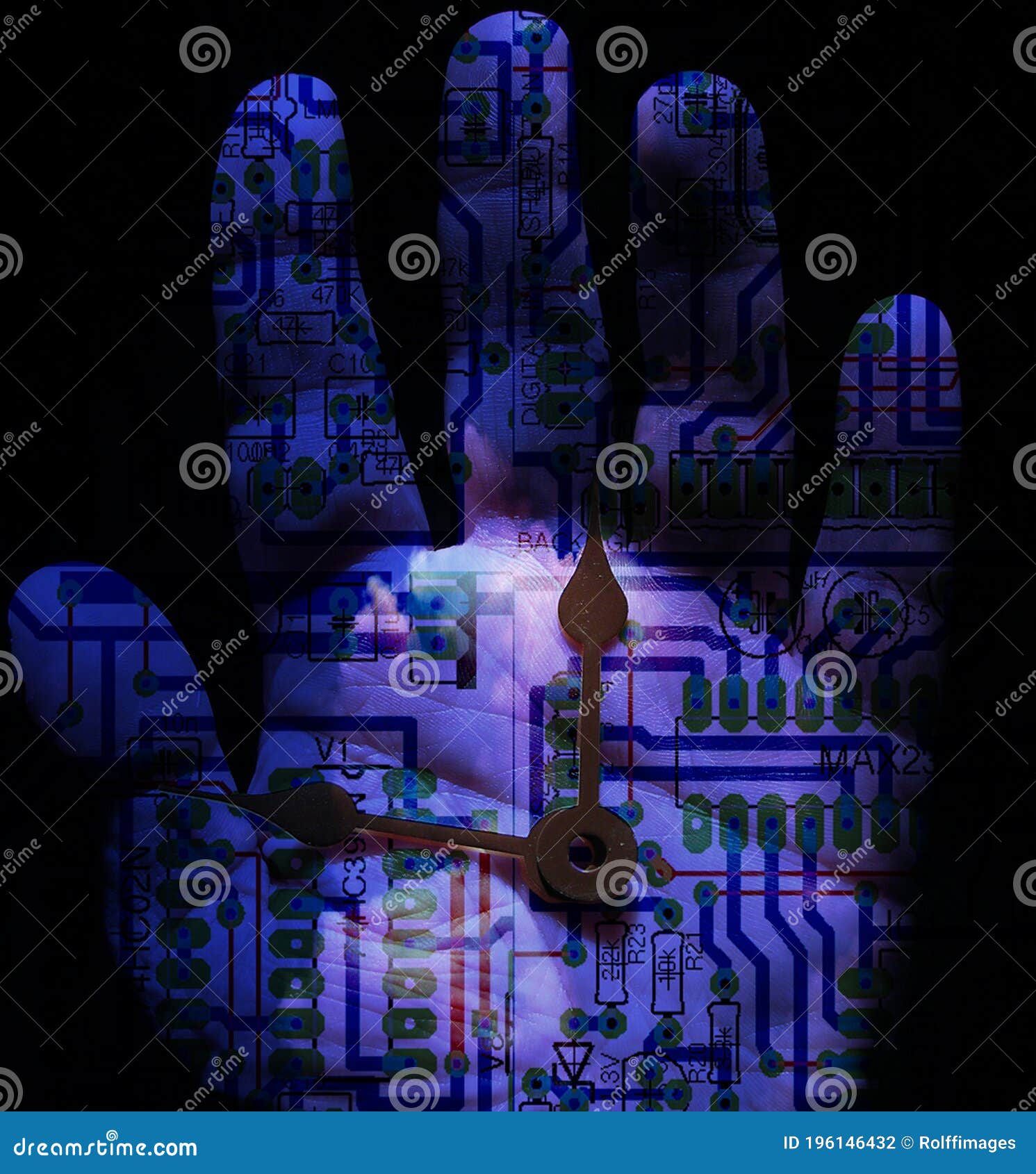 Electronic Hand stock illustration. Illustration of board - 196146432