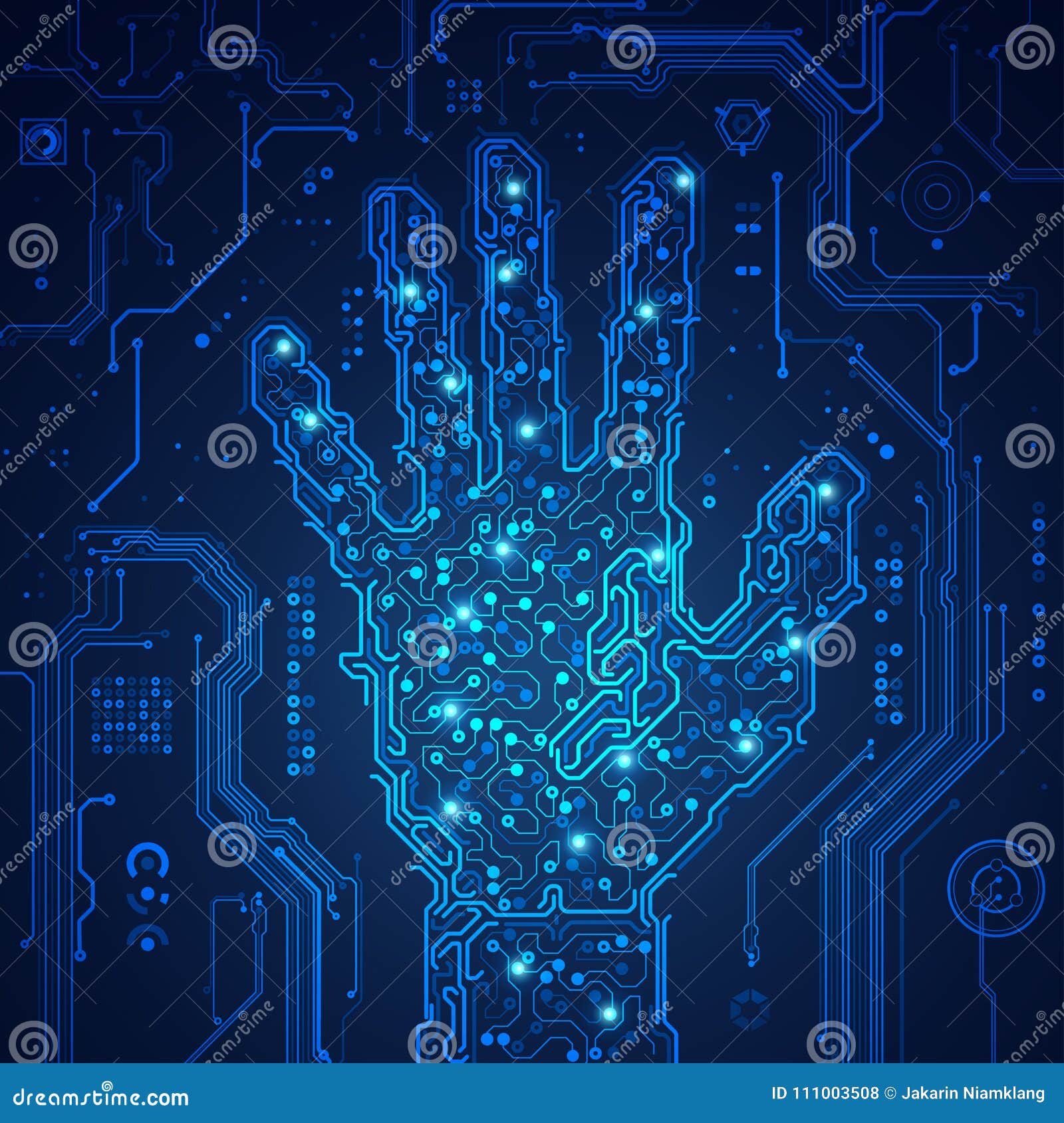 Electronic hand touching stock vector. Illustration of design - 111003508