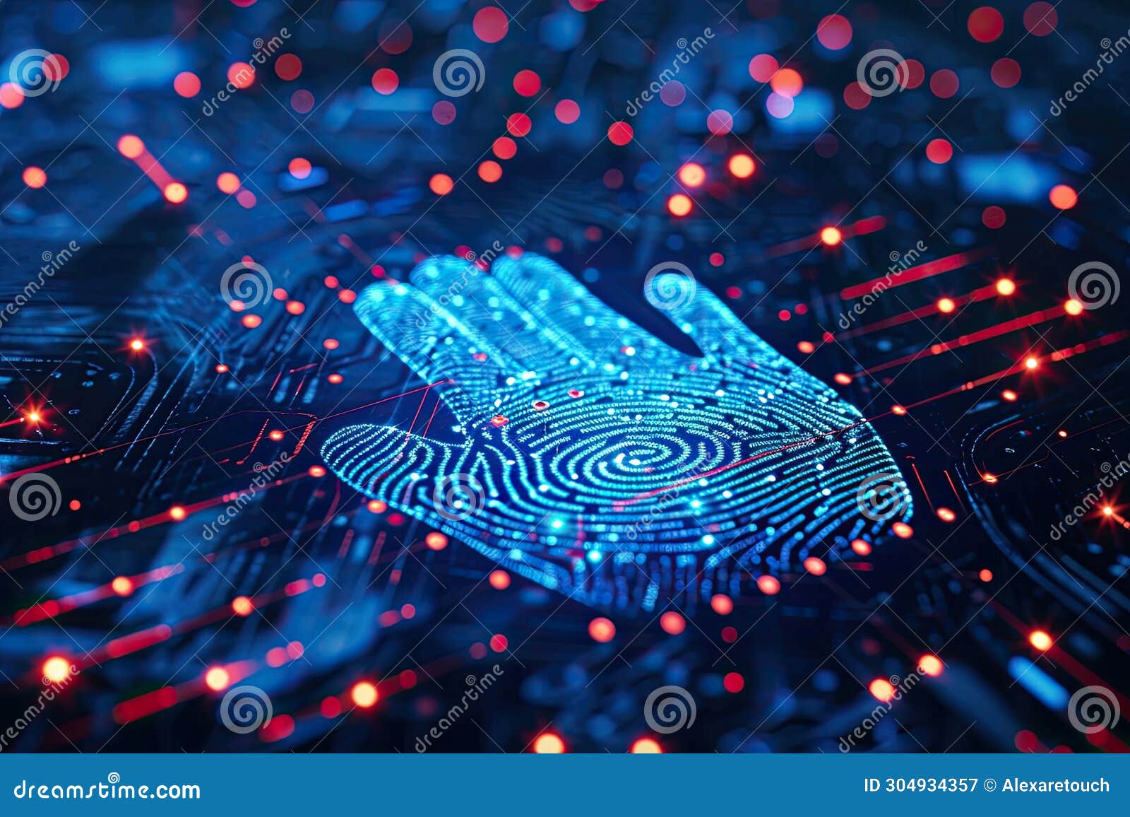 Electronic Handprint on Scanning Screen Stock Image - Image of ...