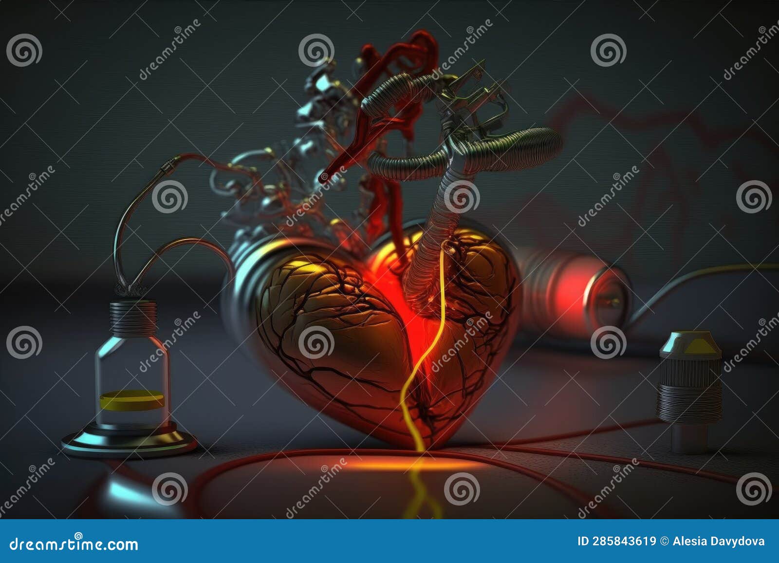 The Electronic Heart of an Android Human. Medicine of the Future. World ...