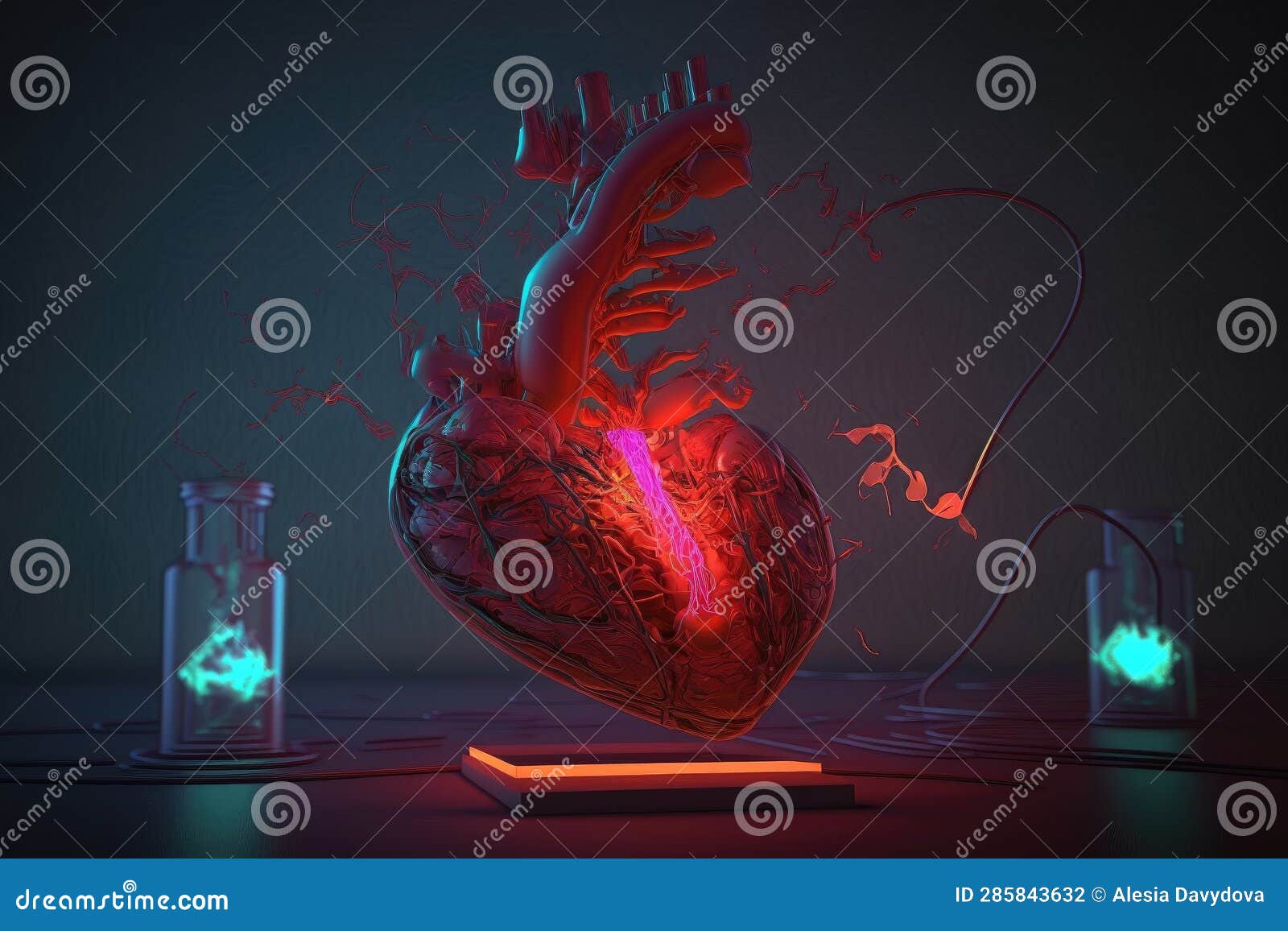 The Electronic Heart of an Android Human. Medicine of the Future. World ...