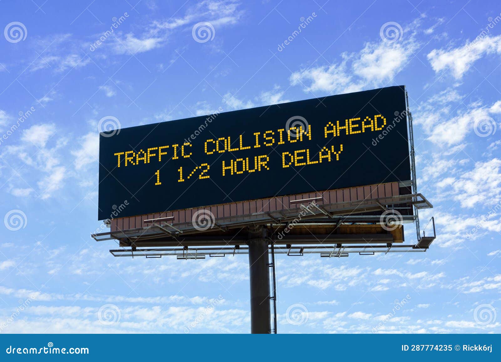 Electronic Highway Billboard with Traffic Collision Delay Warning Stock ...