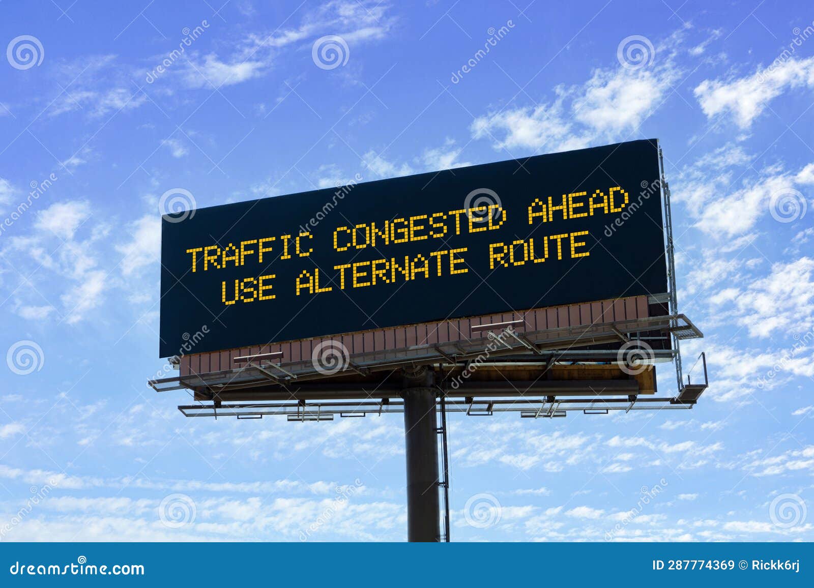 Electronic Highway Billboard with Traffic Collision Delay Warning Stock ...