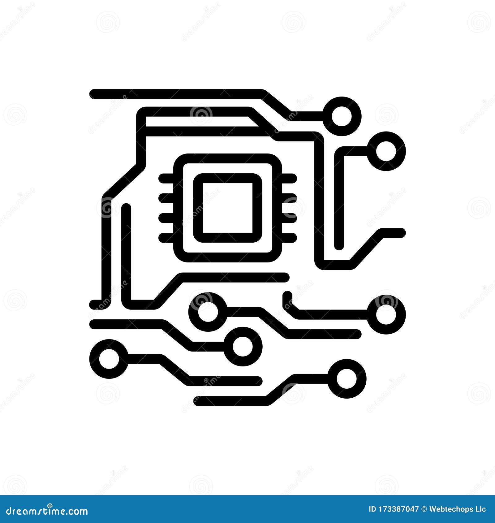 Black Line Icon for Electronic, Circuit and Digital Stock Illustration ...