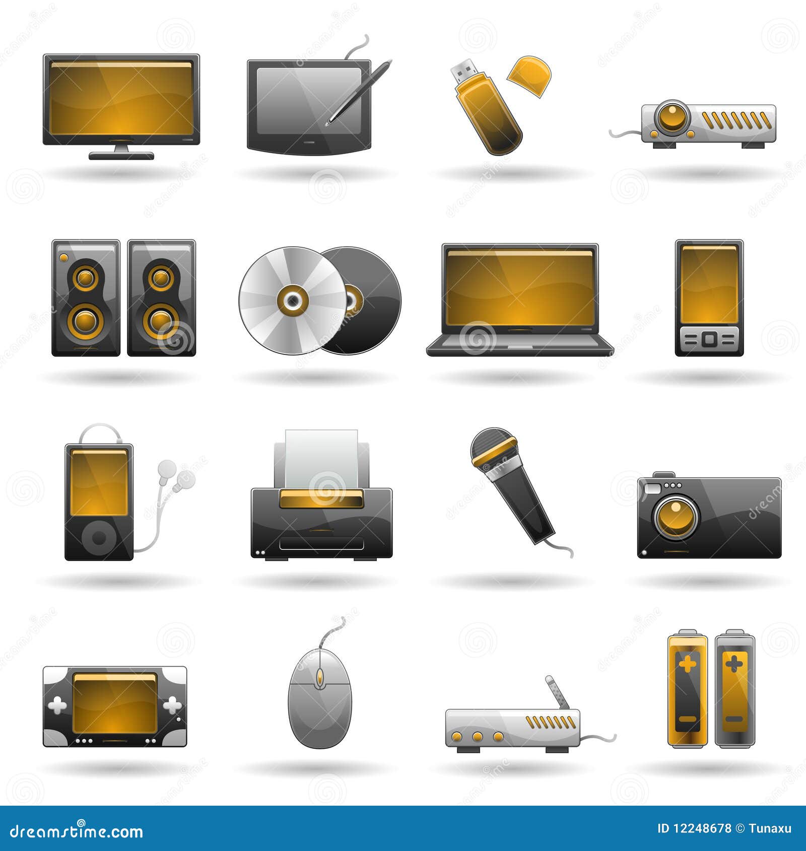 Electronic icon set stock vector. Illustration of high - 12248678