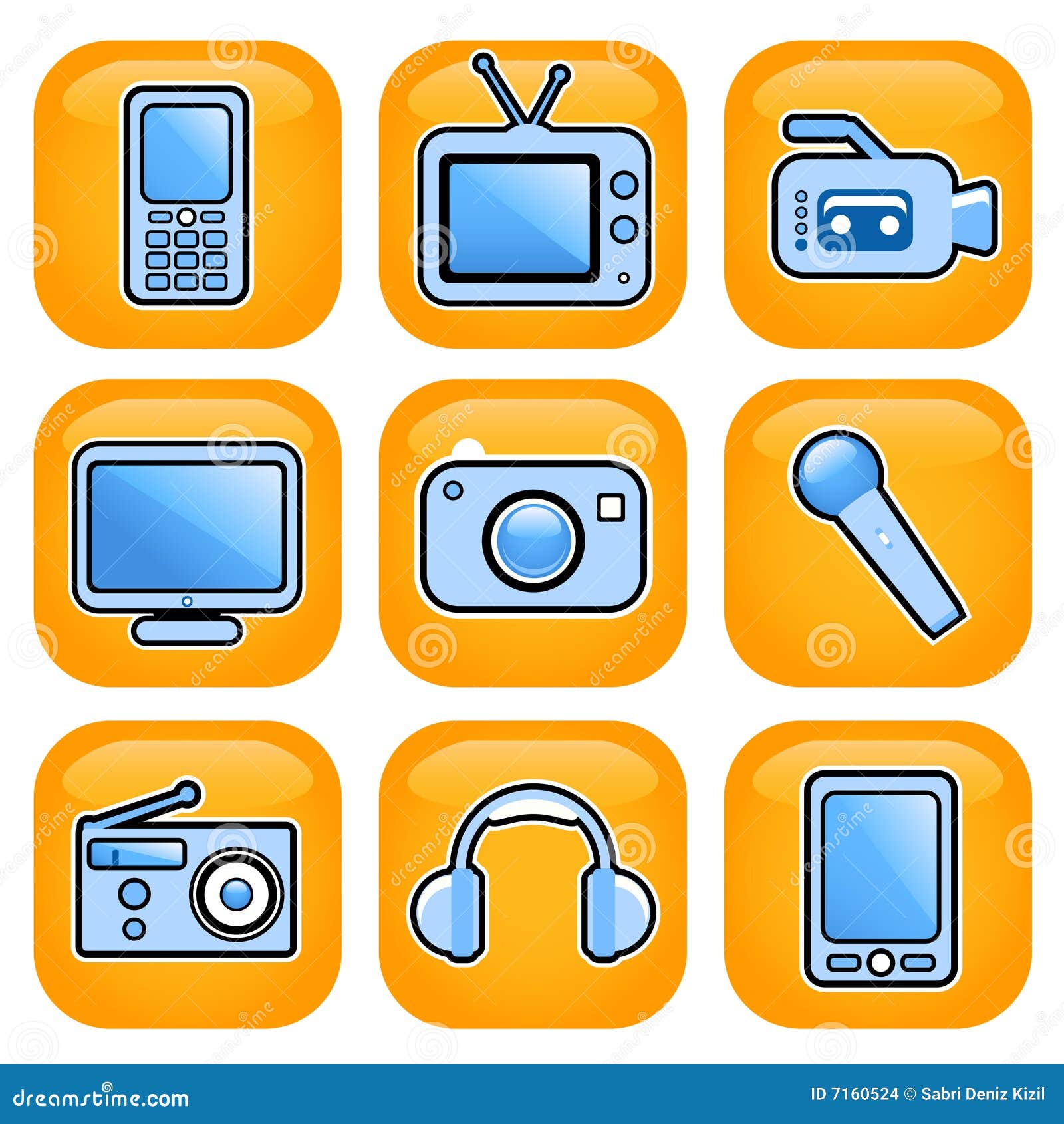 Electronic icon set stock vector. Illustration of palm - 7160524
