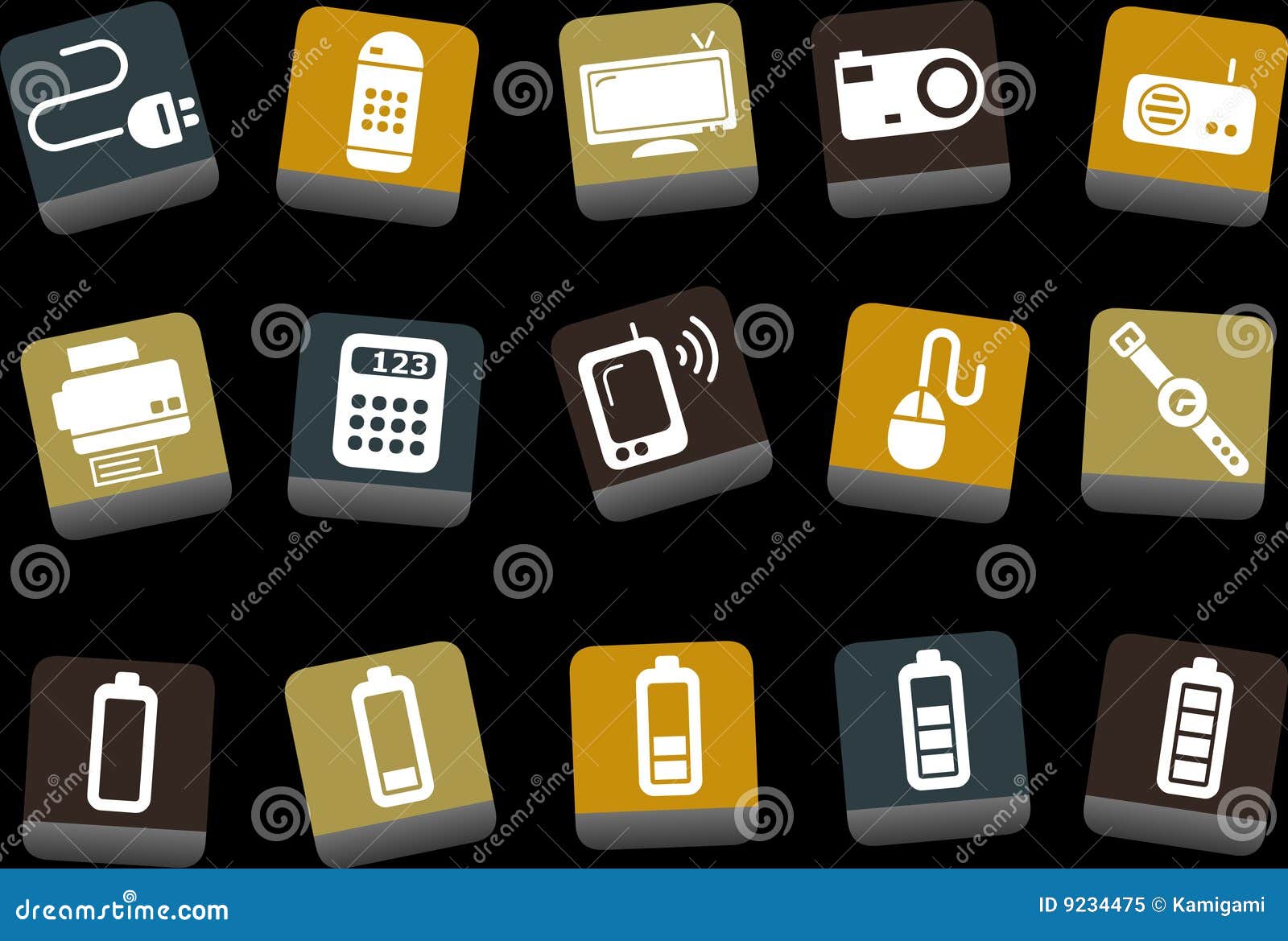 Electronic Icon Set stock vector. Illustration of communication - 9234475