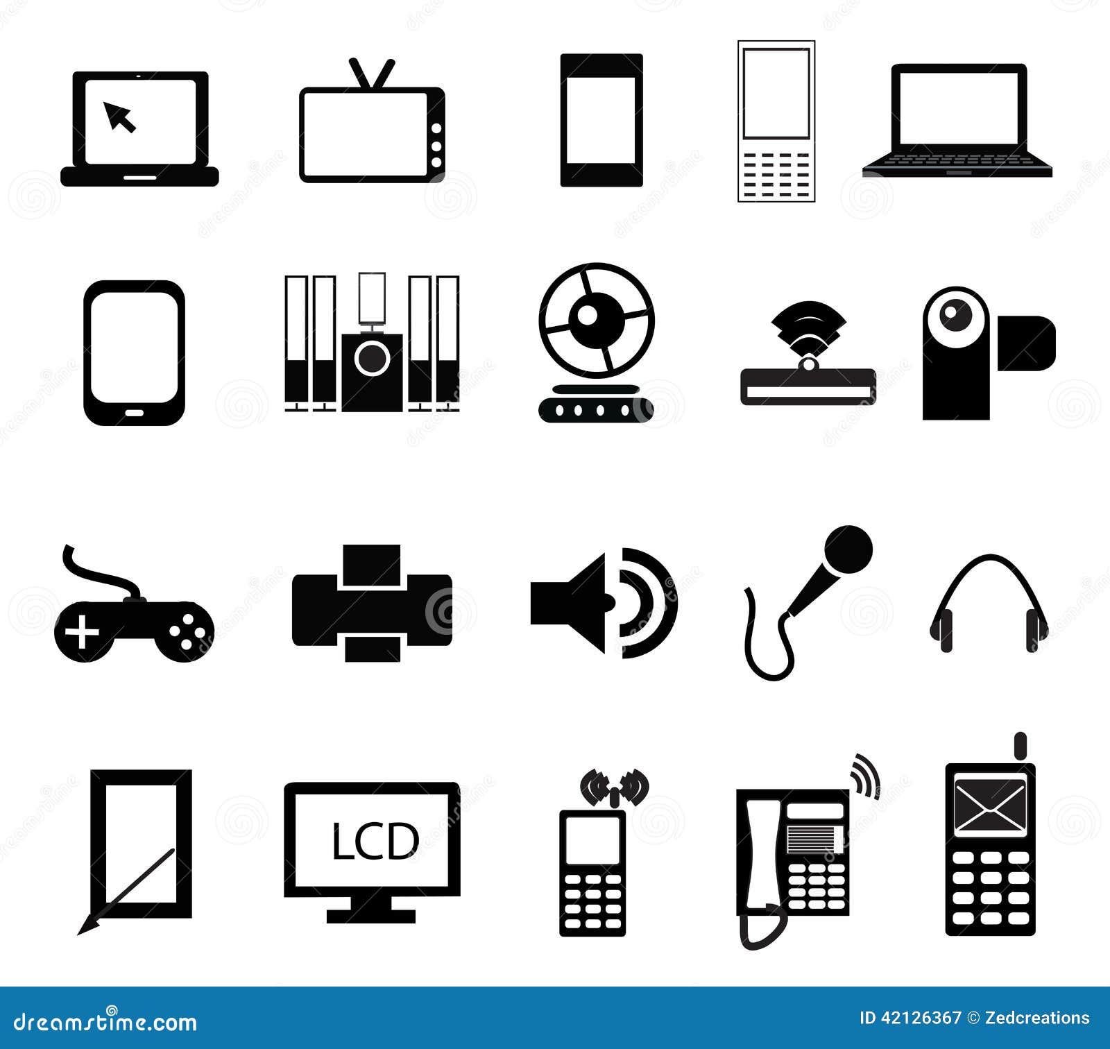 Electronic Icon Set stock vector. Illustration of digital - 42126367
