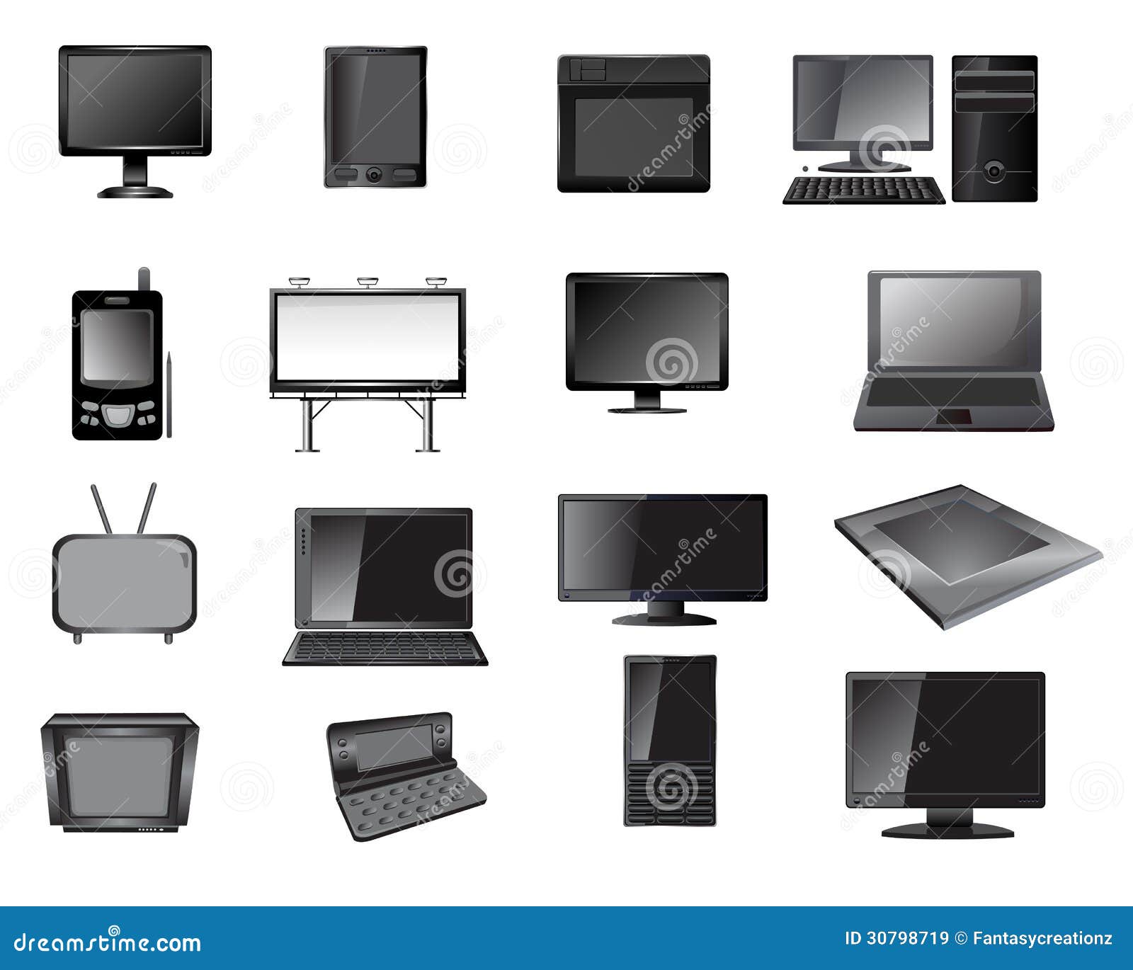 Electronic icon set stock vector. Illustration of technological - 30798719