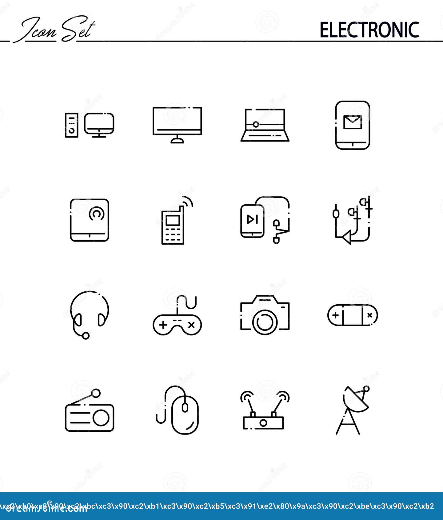 Electronic icon set stock vector. Illustration of multimedia - 84805092