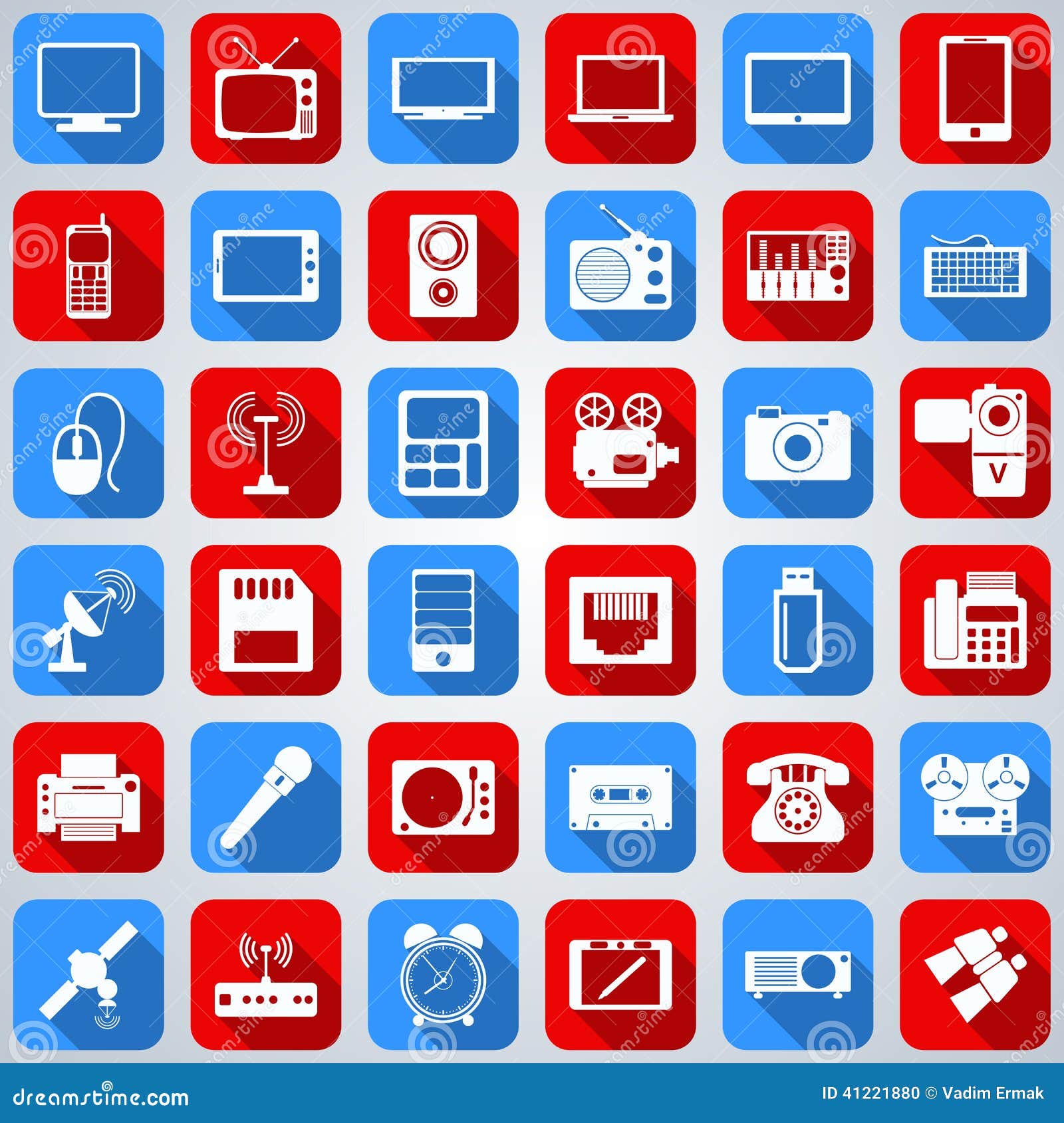 Electronic Icons Collection Stock Vector - Illustration of flat ...
