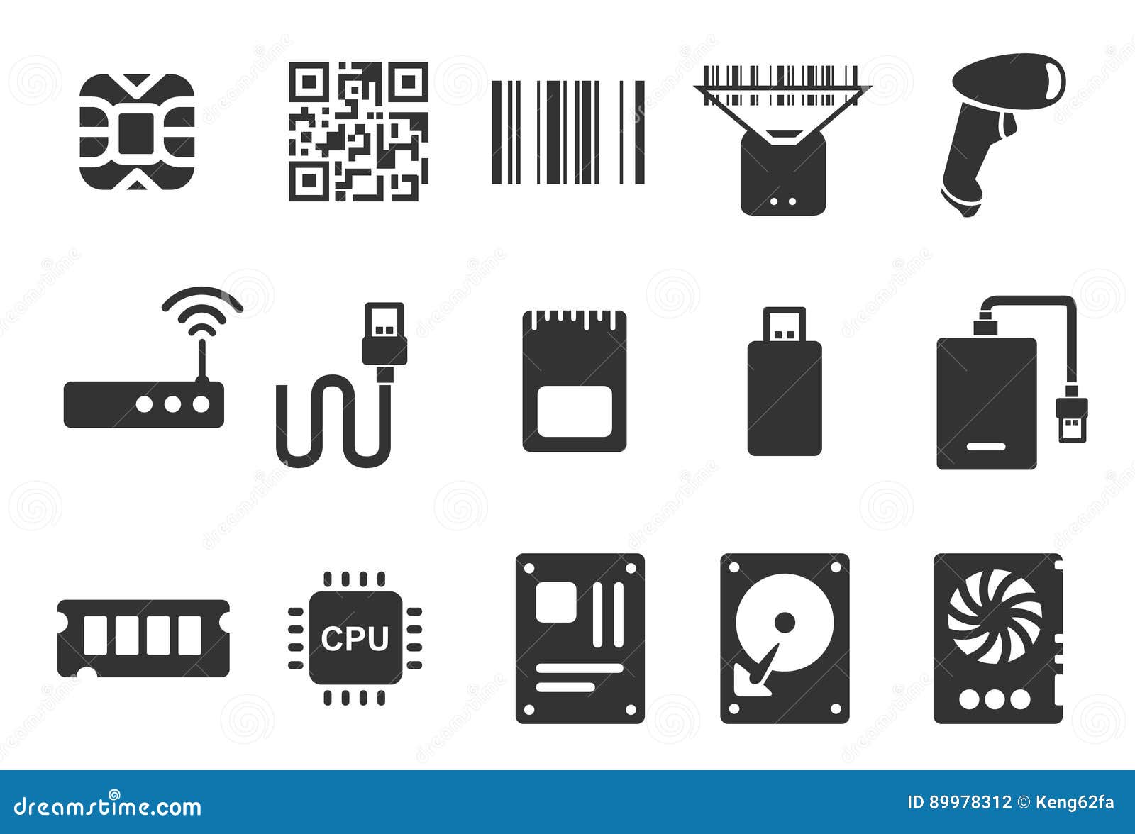 Electronic icons stock vector. Illustration of computer - 89978312