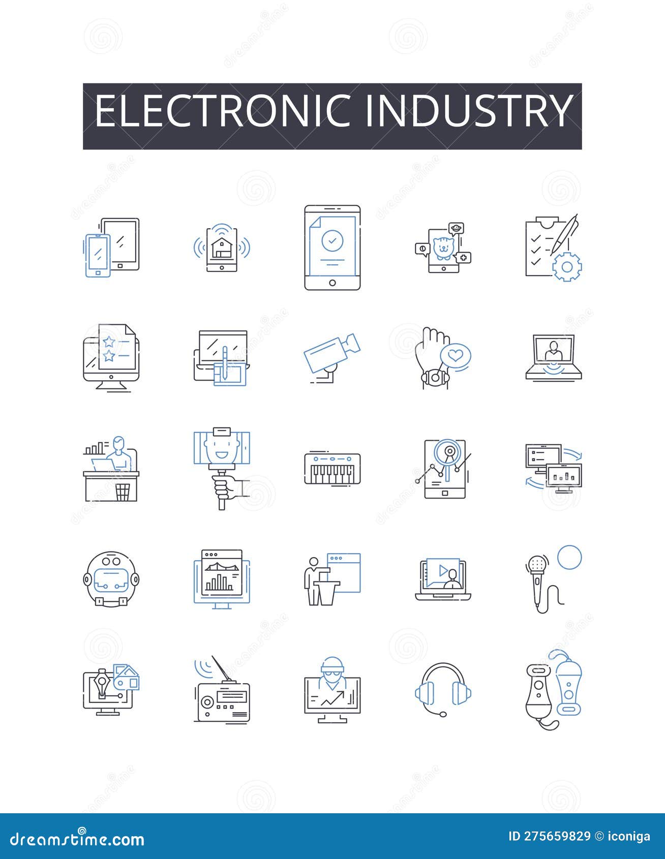 Electronic Industry Line Icons Collection. High-tech Industry ... Electronic Industry Line Icons Collection. High-tech Industry ...