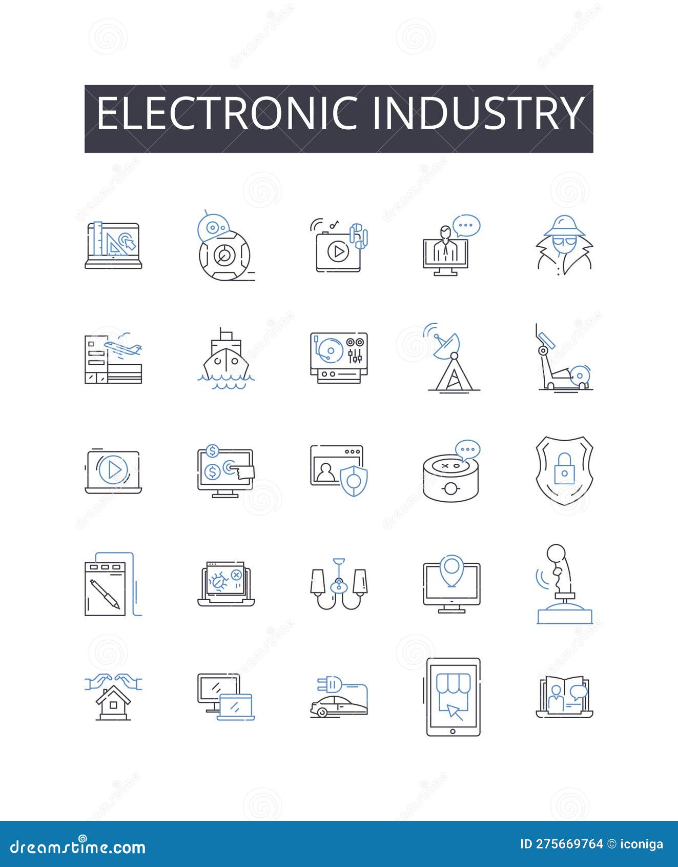 Electronic Industry Line Icons Collection. High-tech Industry ...