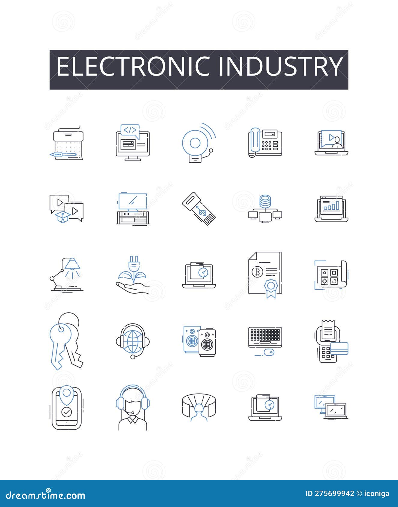 Electronic Industry Line Icons Collection. High-tech Industry ...