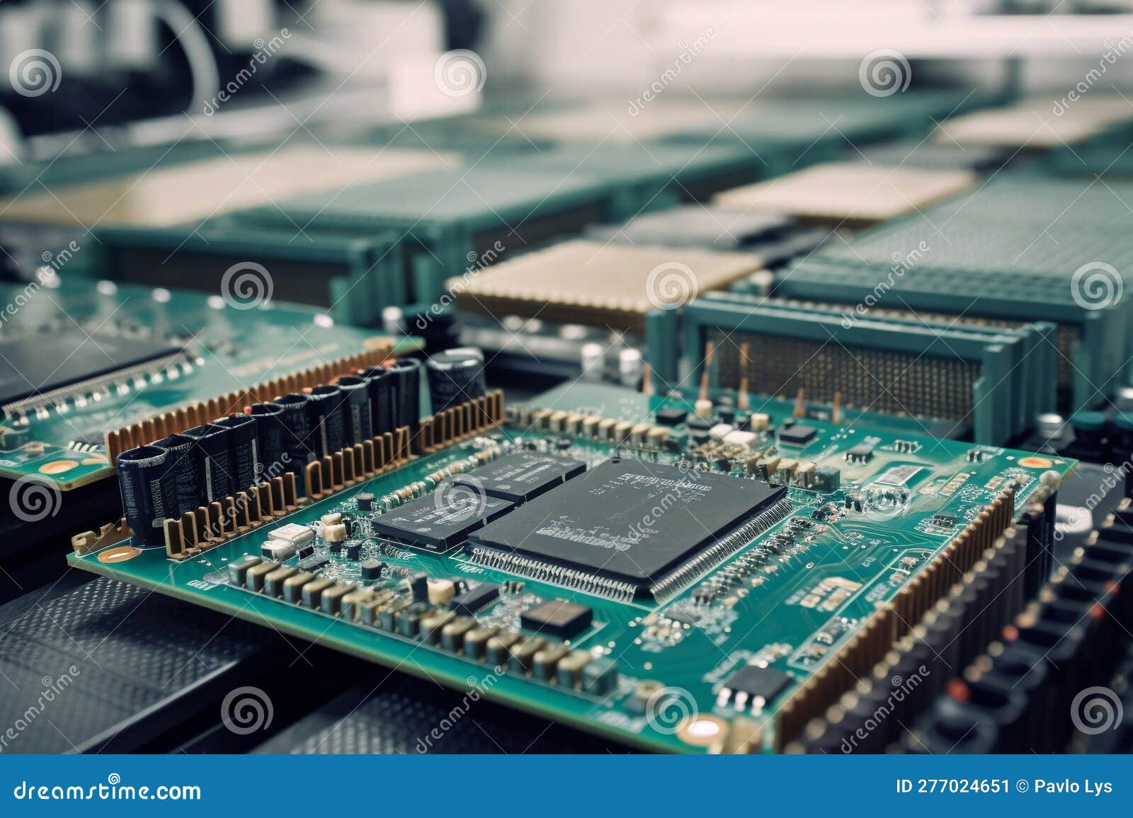 Electronic Industry. Production of Microcircuits Stock Illustration - Illustration of chip ...
