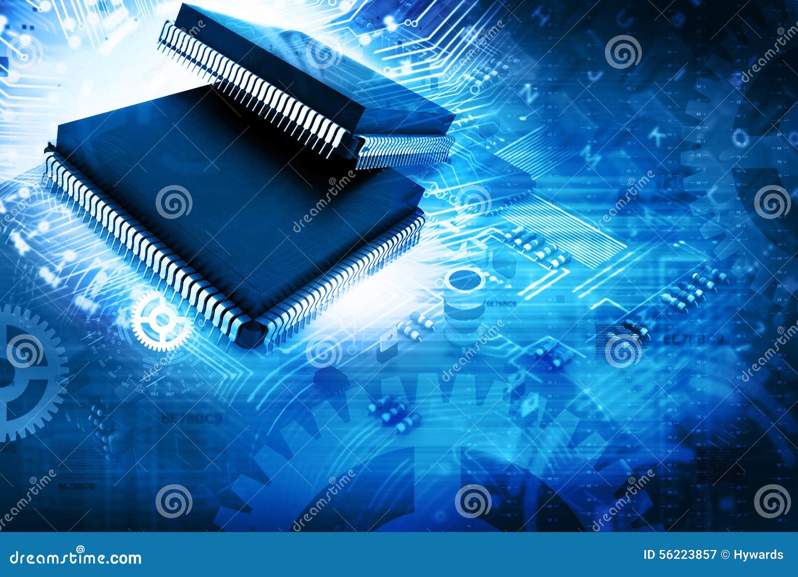 Electronic Integrated Circuit Chip Stock Illustration - Illustration of ...
