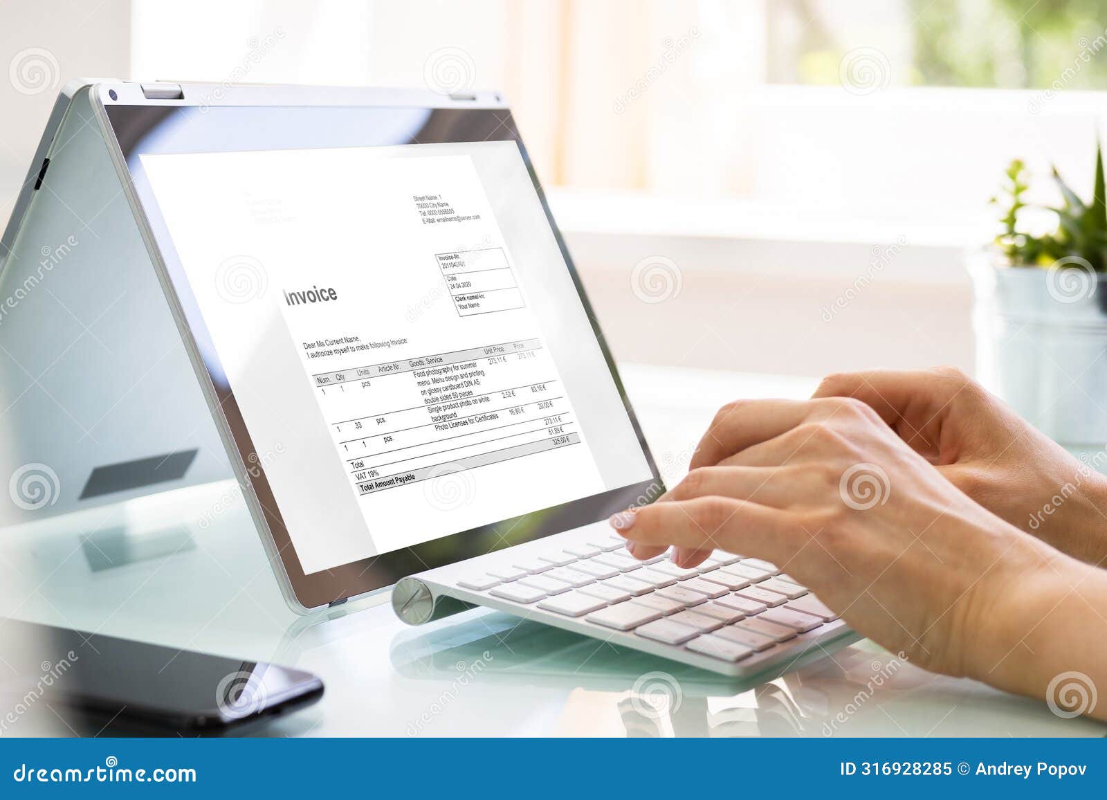 Electronic Invoice Statement for Accountant Stock Image - Image of ...