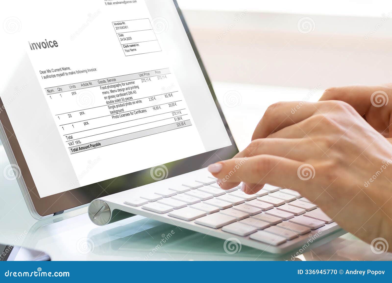 Electronic Invoice Statement for Accountant Stock Photo - Image of ...