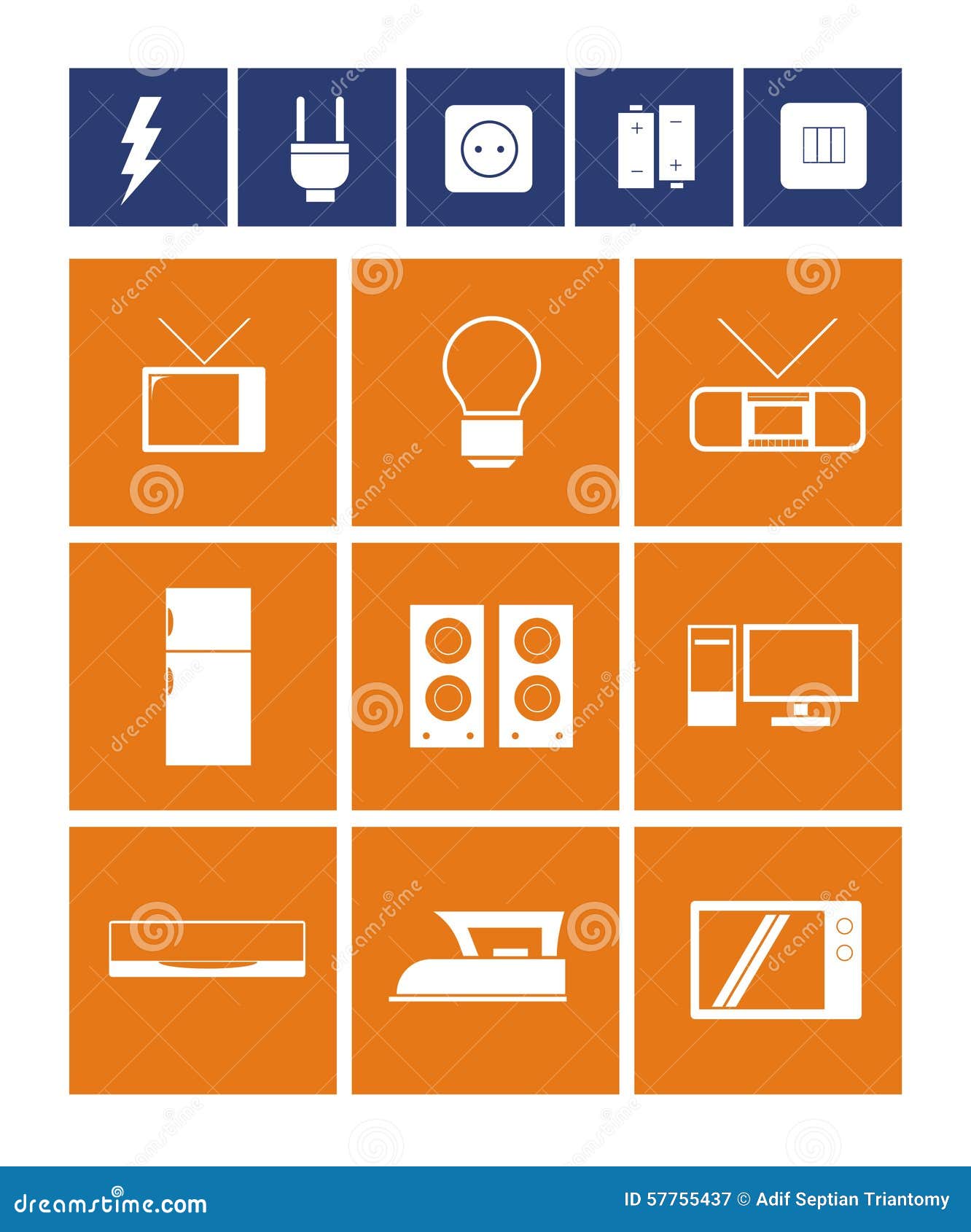 Electronic items icon set stock illustration. Illustration of microwave ...
