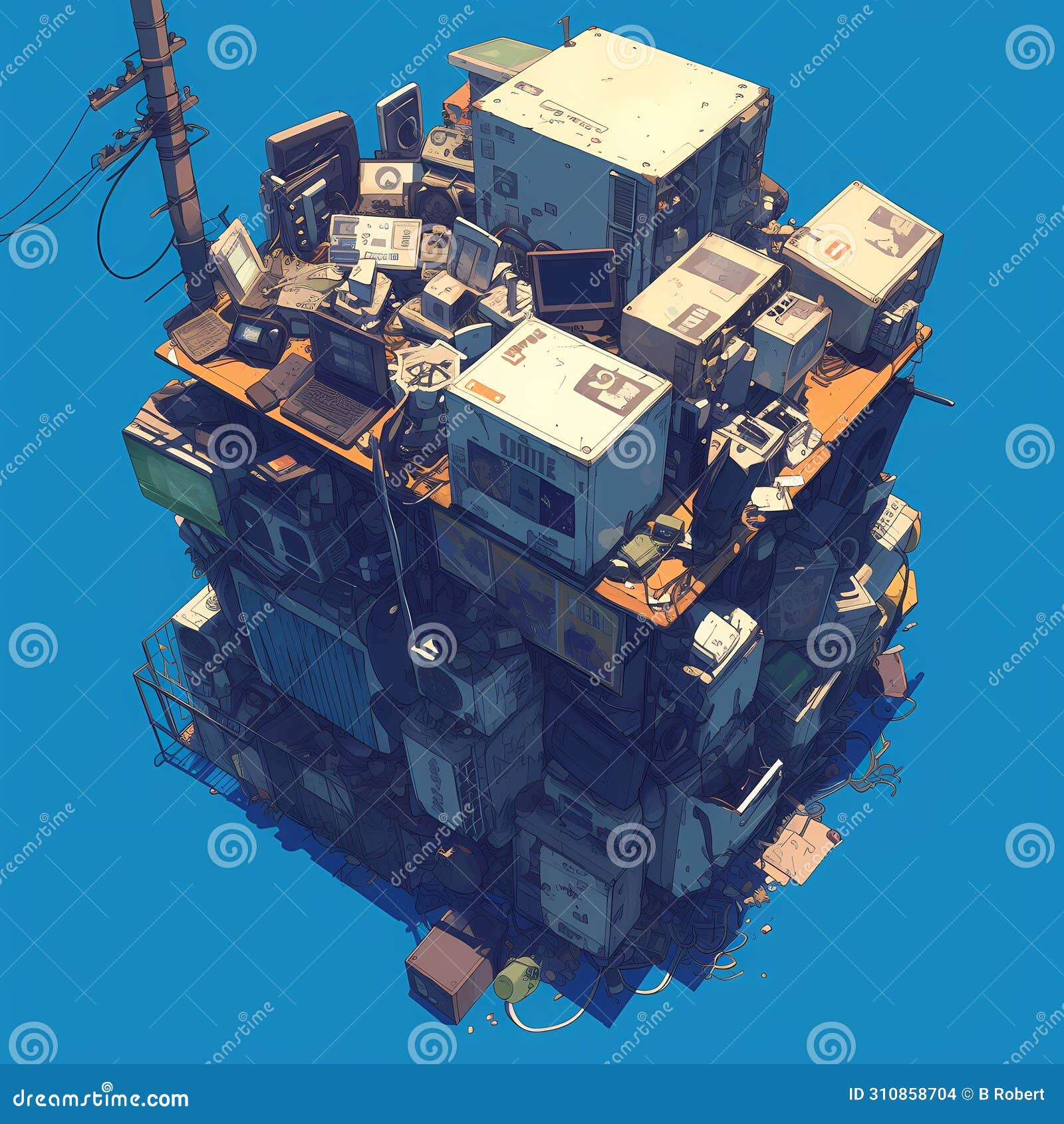 Electronic Junkyard: Tech-Stacked Pile of Discarded Electronics Stock ...