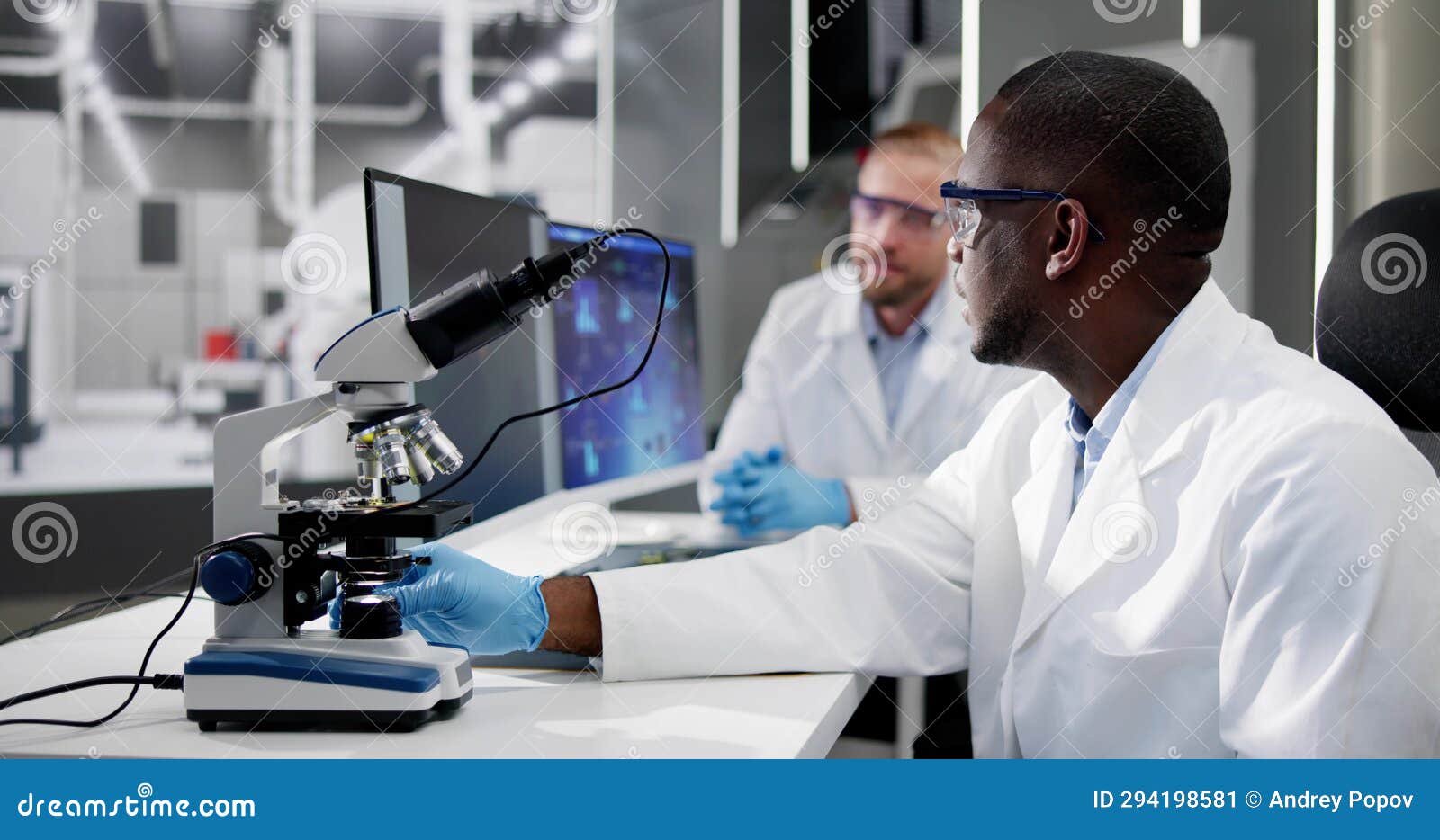 Electronic Lab Factory Worker Stock Image - Image of data, microscope ...