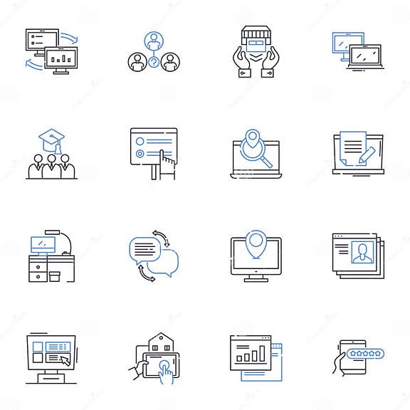 Electronic Learning Line Icons Collection. E-learning, Online, Digital ...