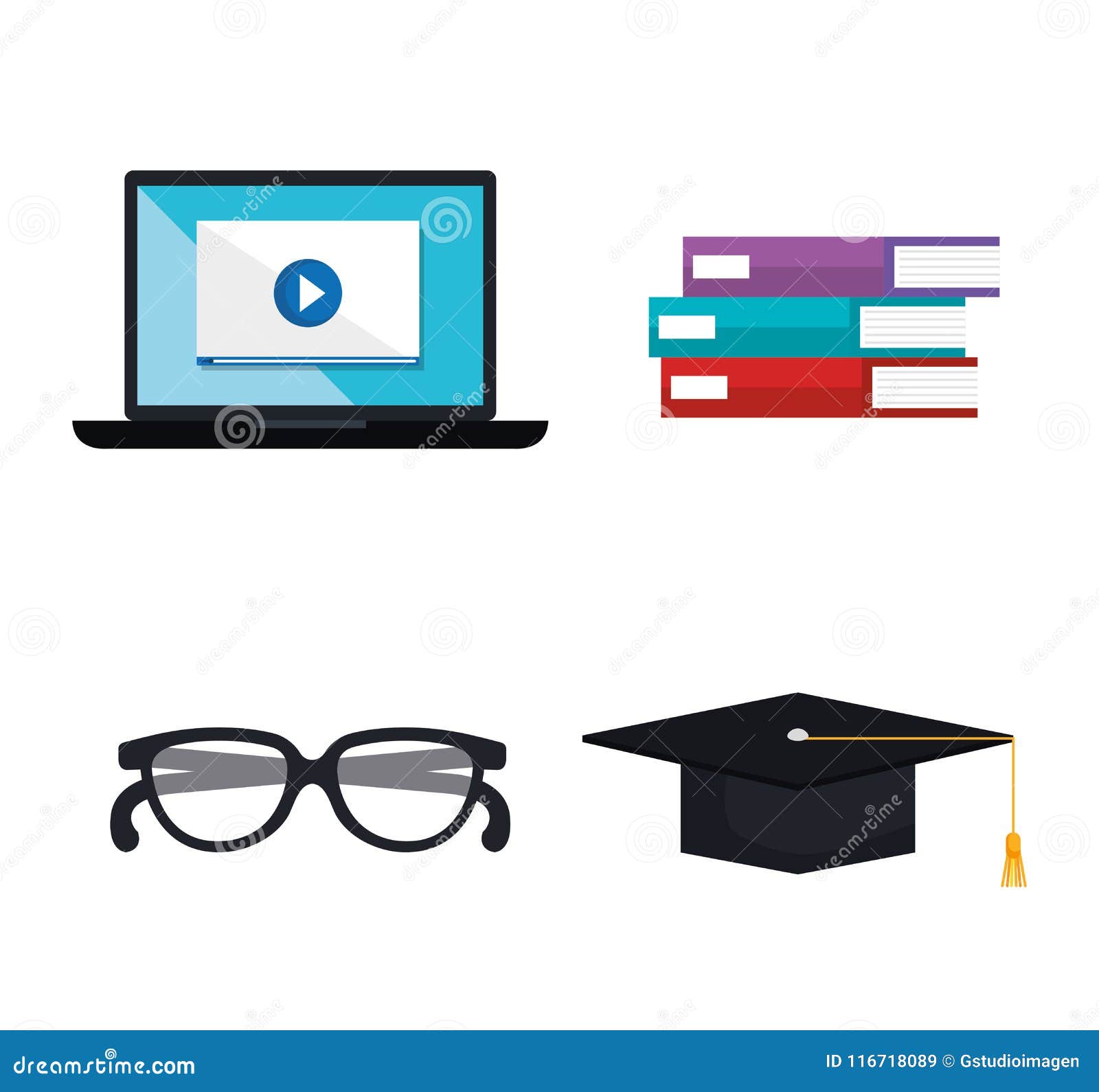 Electronic Learning Technology Icons Stock Vector - Illustration of ...