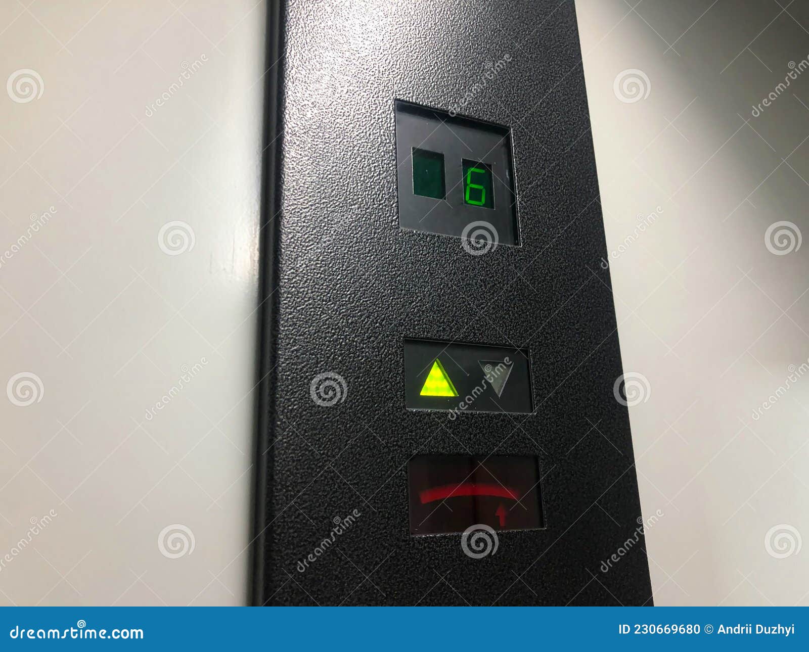 Electronic Led Elevator Display Showing the Lift Moving Up To the Sixth ...