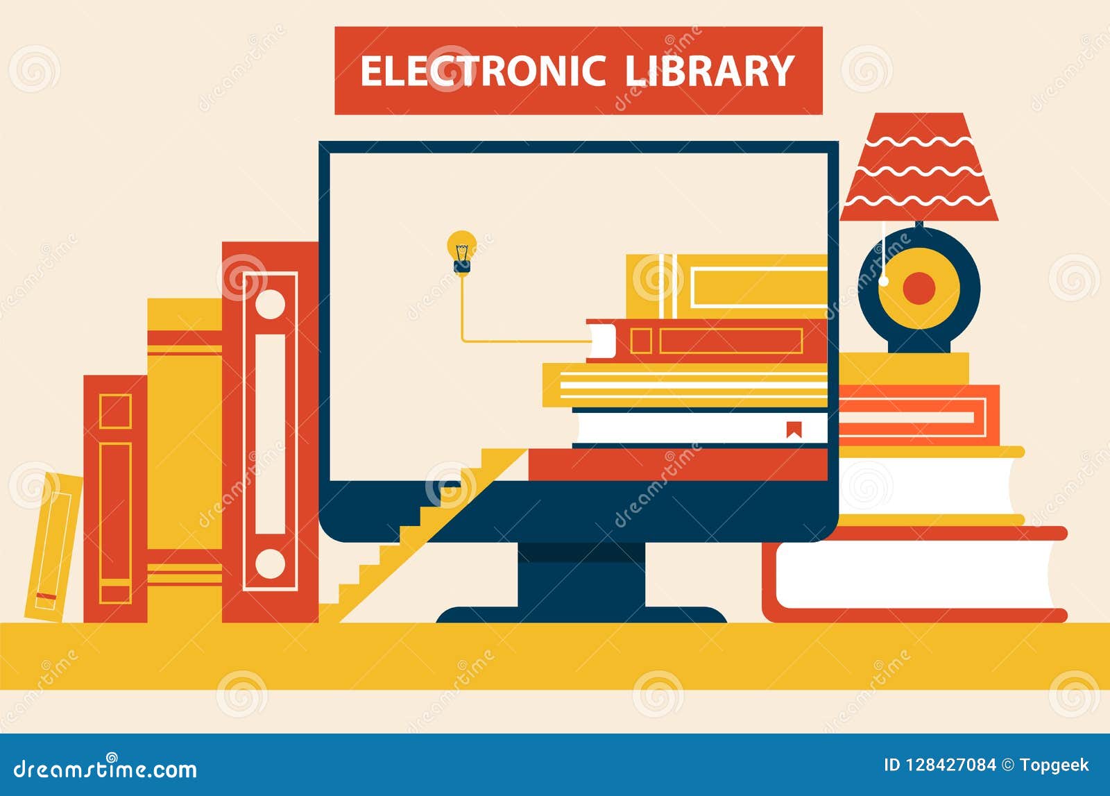 Electronic Library Abstract Path To Knowledge Stock Vector ...