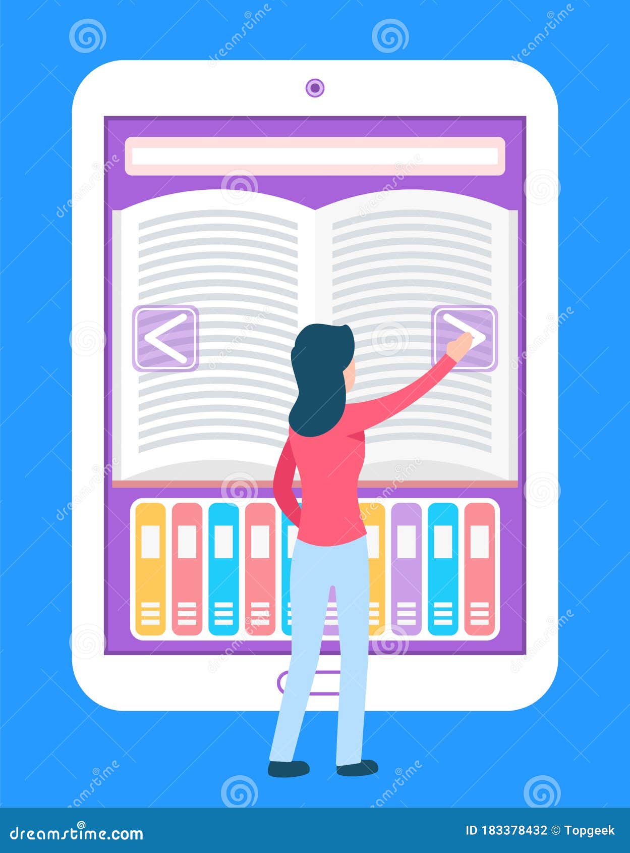 Electronic Library, Reader Reading Ebook Vector Stock Vector ...