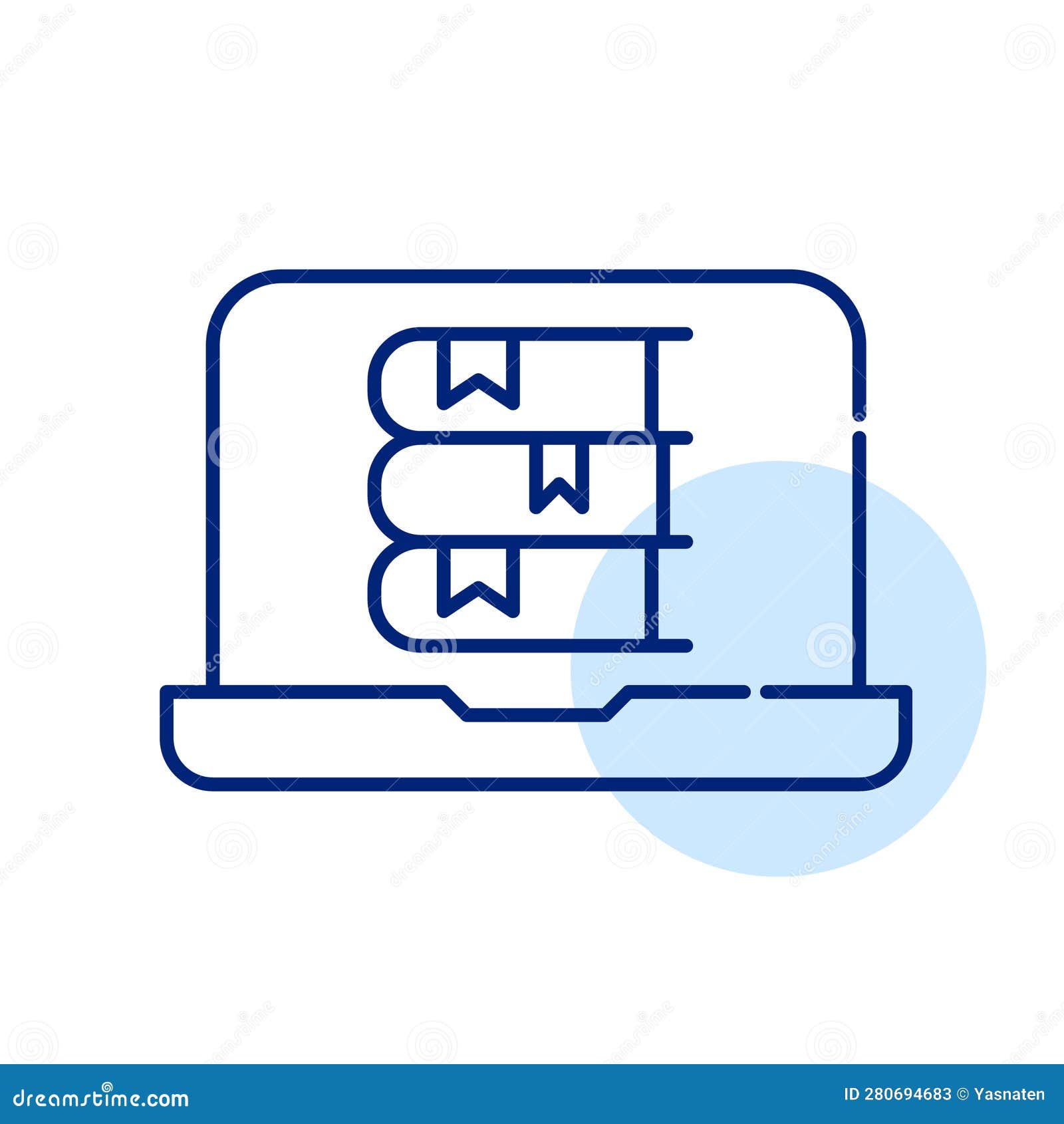 Electronic Library for Studying. Easy Access from Laptop Stock Vector ...