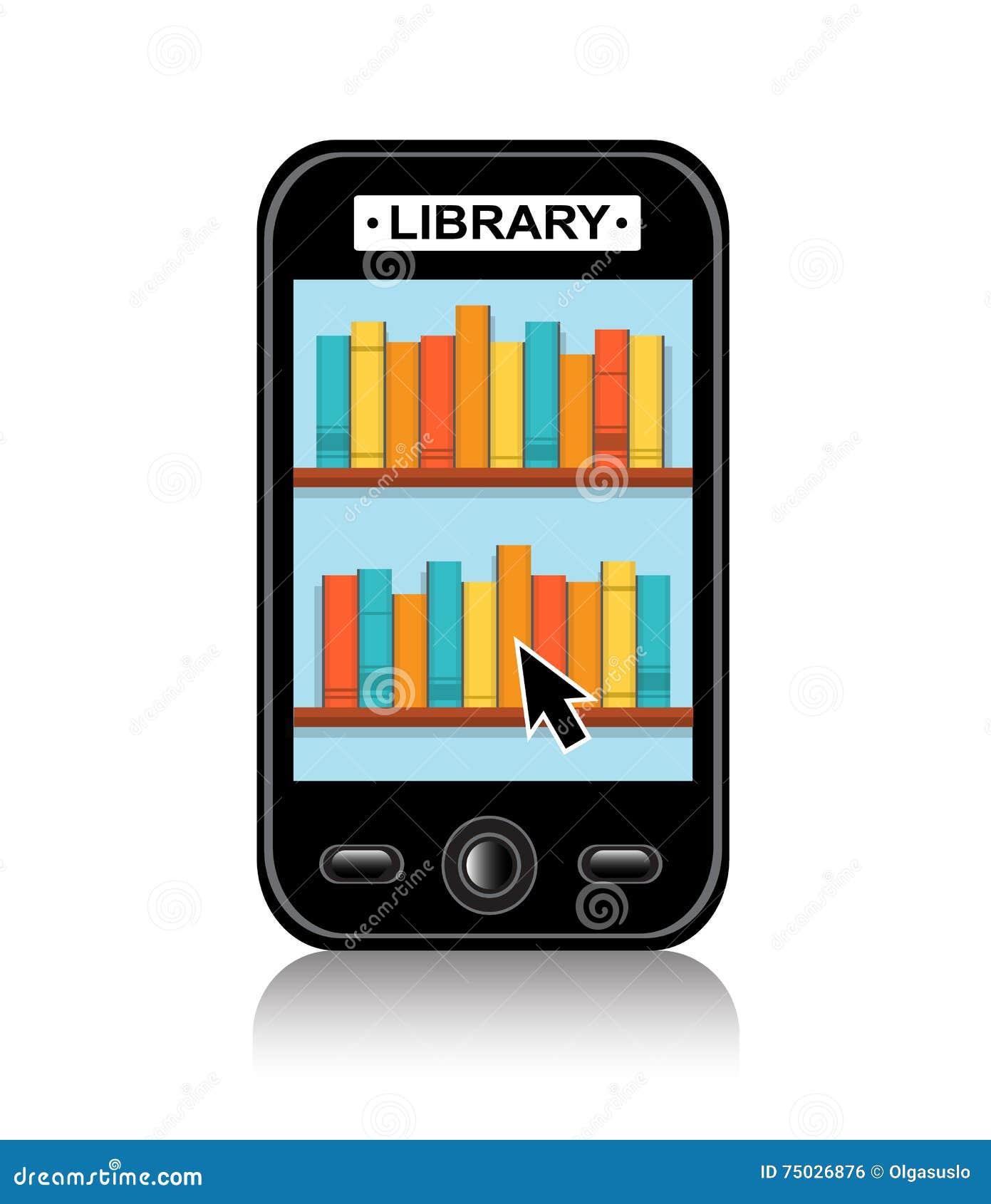 Electronic Library on Your Phone Stock Vector - Illustration of ...