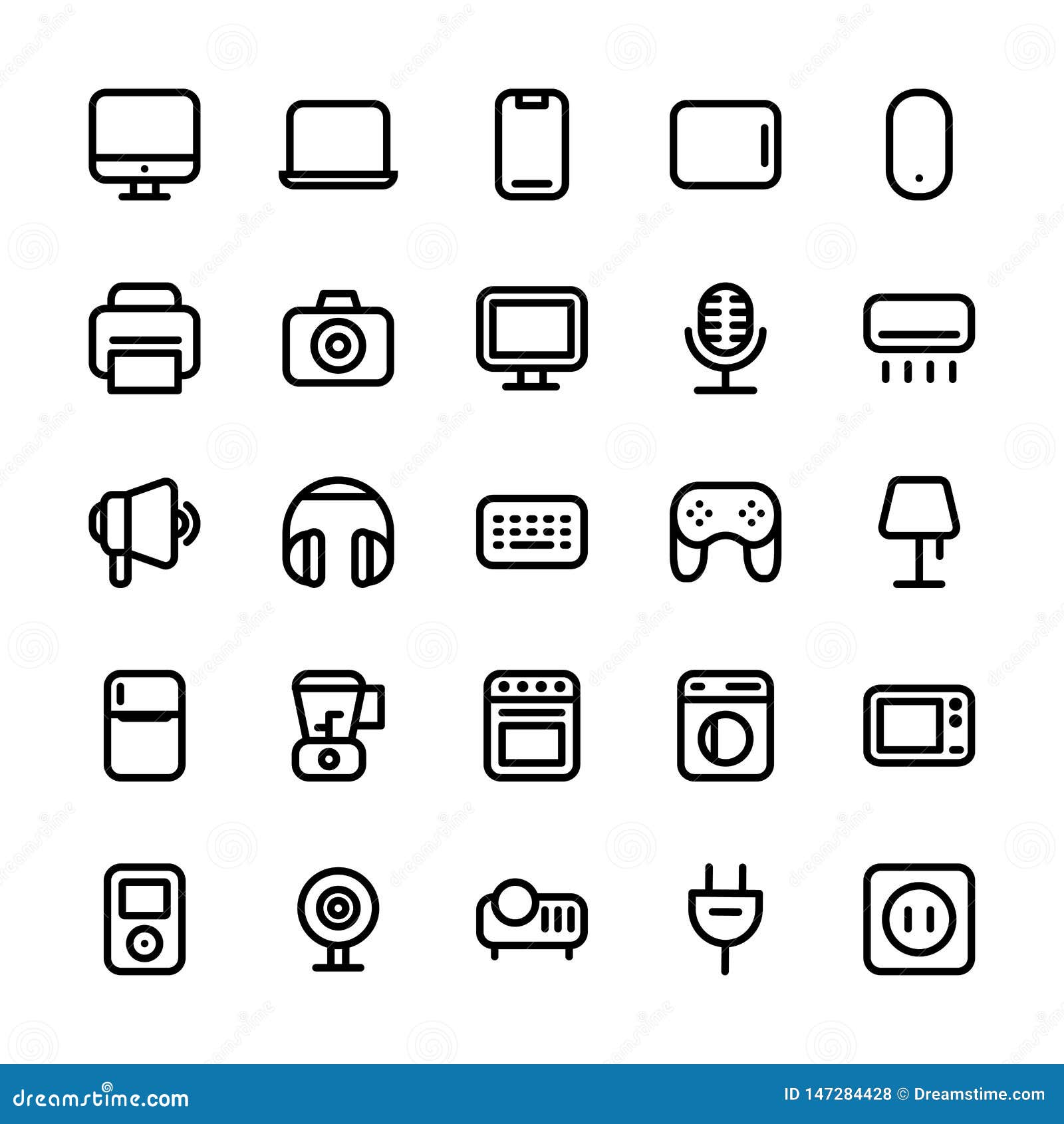 Electronic Line Icon stock illustration. Illustration of audio - 147284428