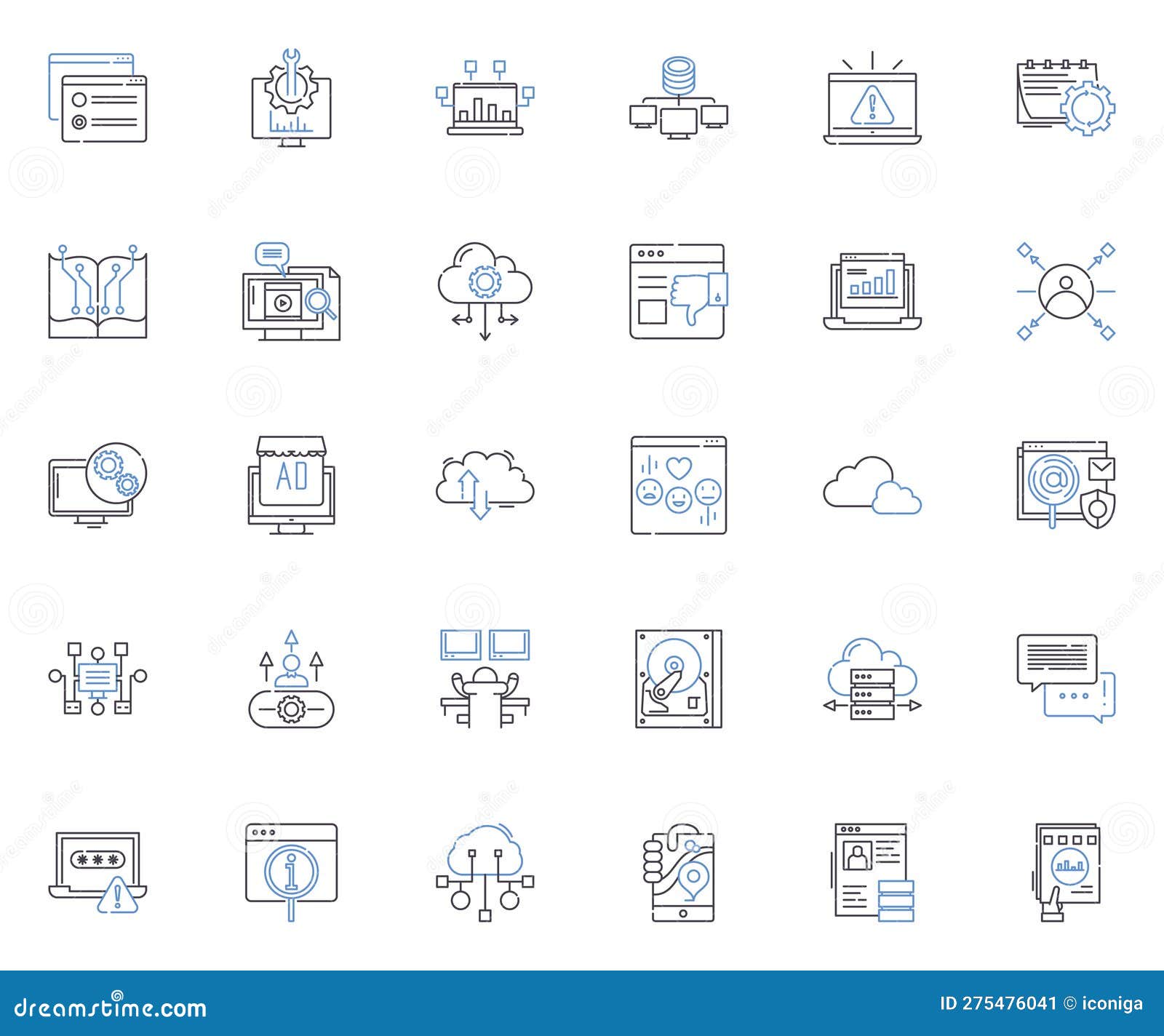 Electronic Line Icons Collection. Circuitry, Amplifier, Microchip ...