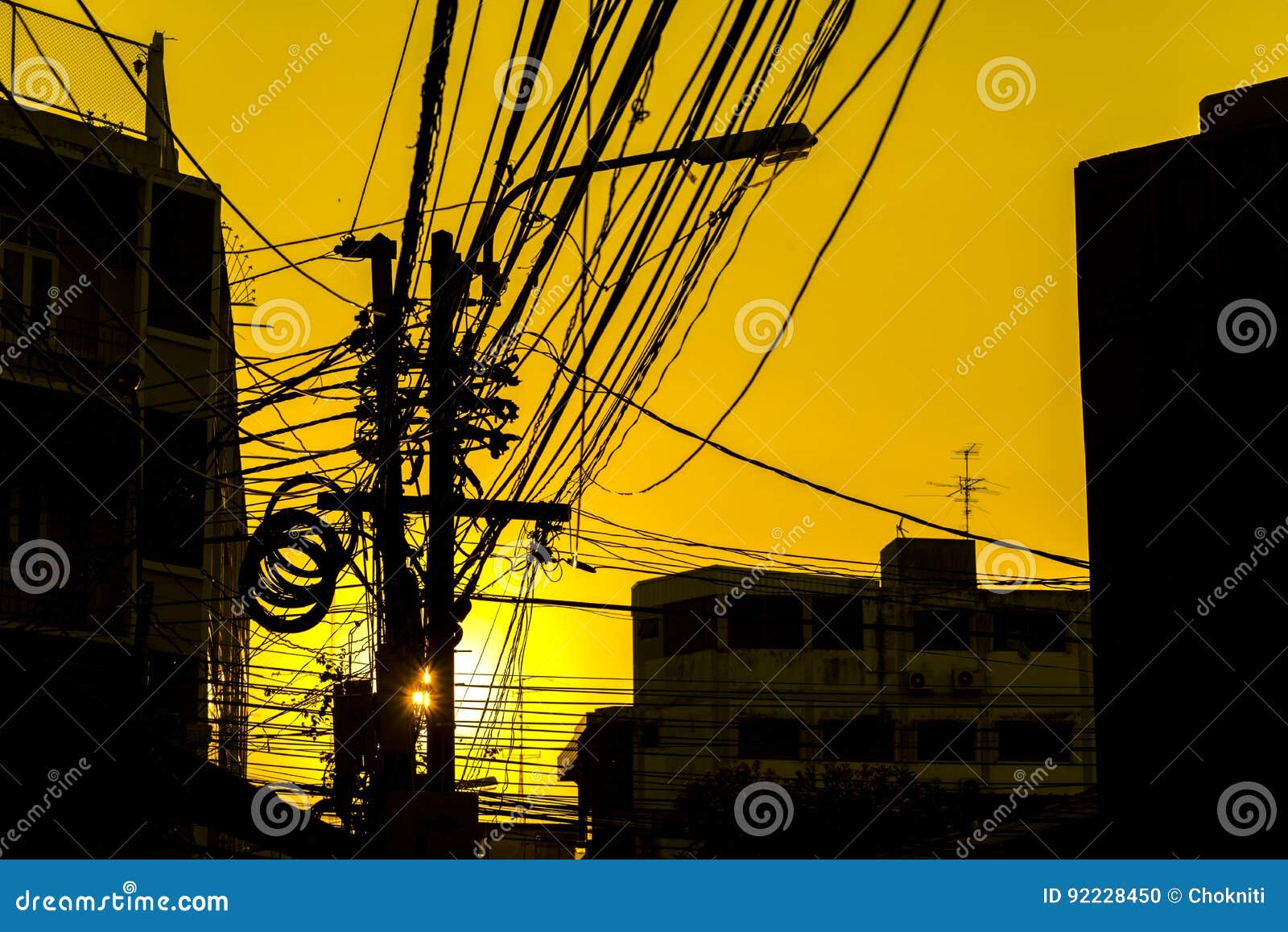 Electronic Line with Sunset Stock Photo - Image of clean, high: 92228450