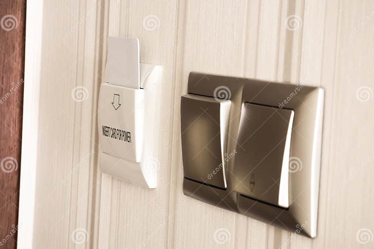 Electronic Lock with Card Inserted in a Hotel Room Stock Photo - Image ...