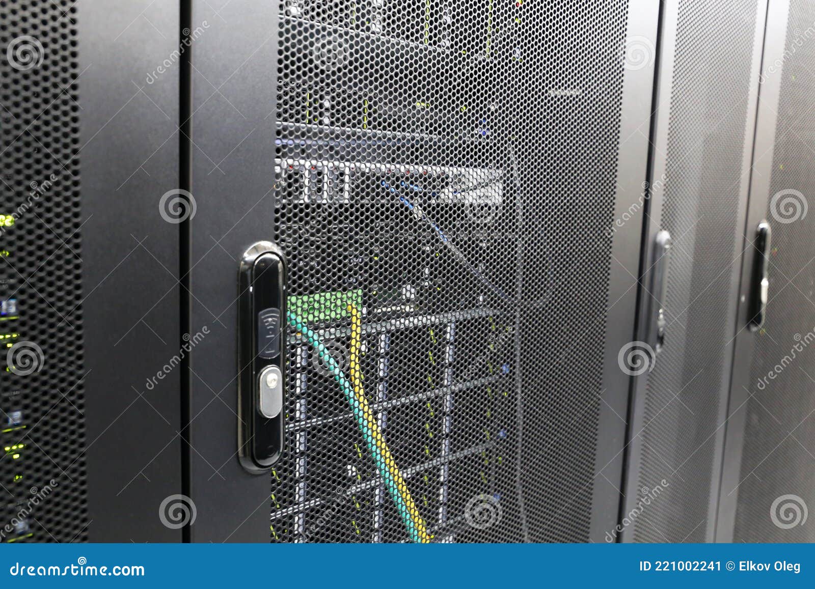 Electronic Lock on Server Rack in Data Center Stock Image - Image of ...