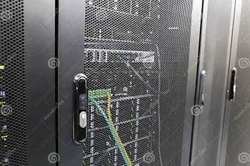 Electronic Lock on Server Rack in Data Center Stock Image - Image of ...