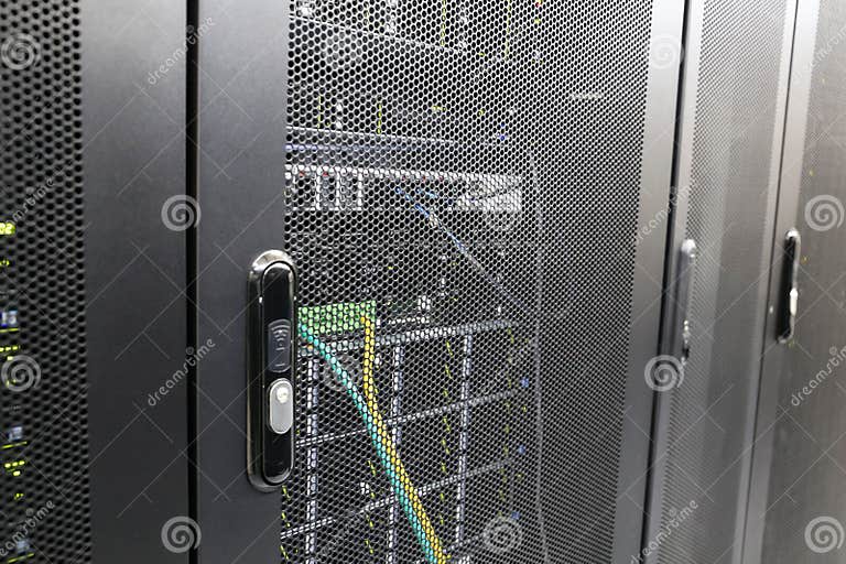 Electronic Lock on Server Rack in Data Center Stock Image - Image of ...