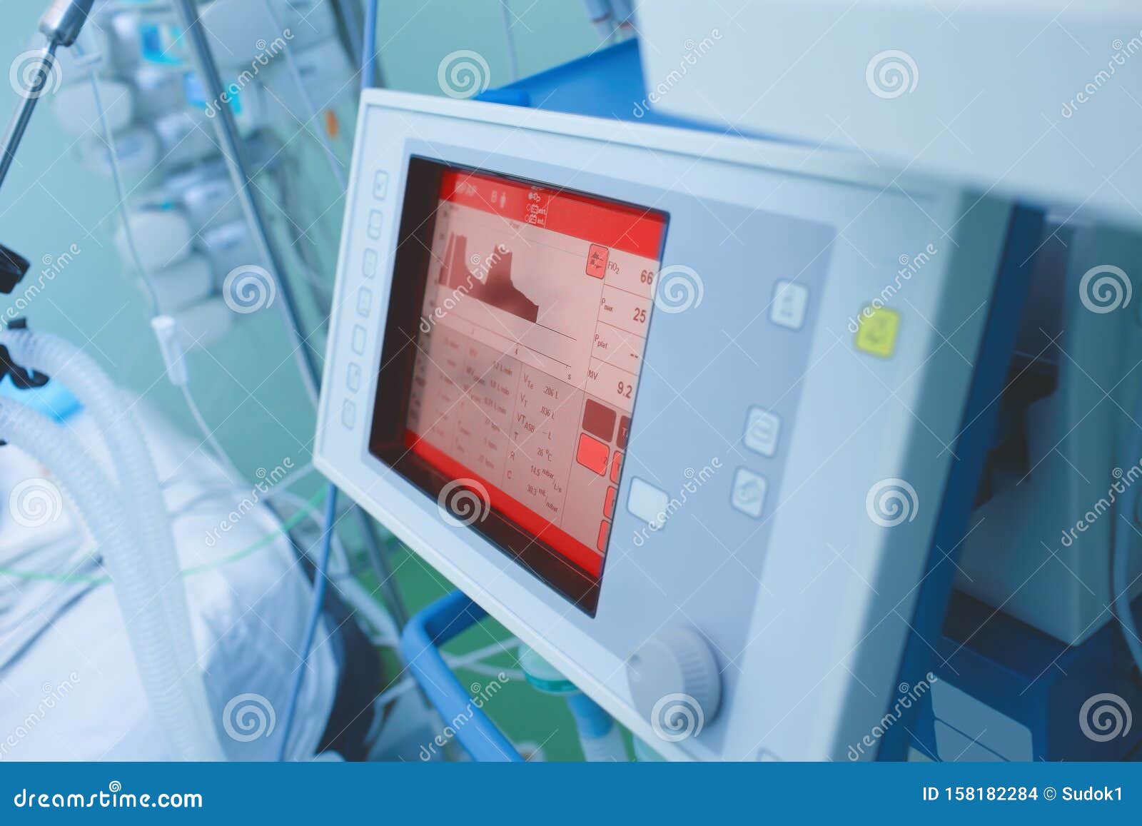 Electronic Machinery with Displaying Patient Indicators Stock Photo ...
