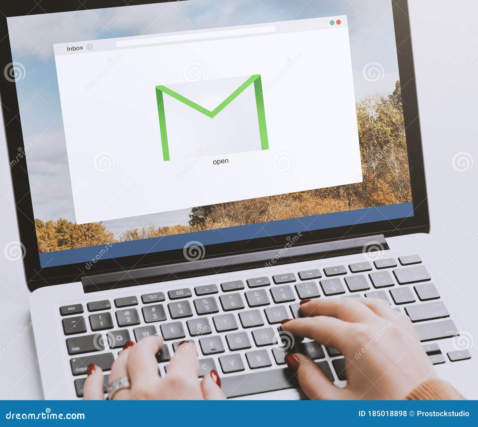 Electronic Mail Service. Female Typing on Laptop with Opened Email Post ... Electronic Mail Service. Female Typing on Laptop with Opened Email Post ...