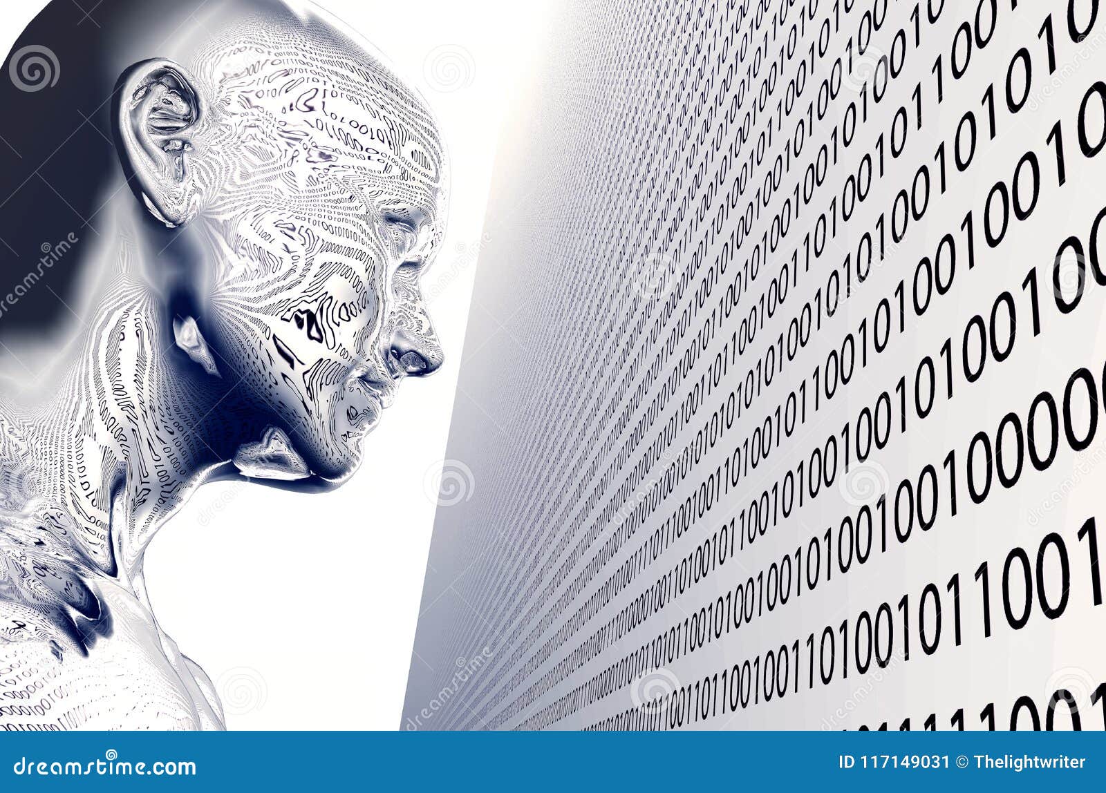 Electronic Man Looking at Computer Screen. Stock Image - Image of ...
