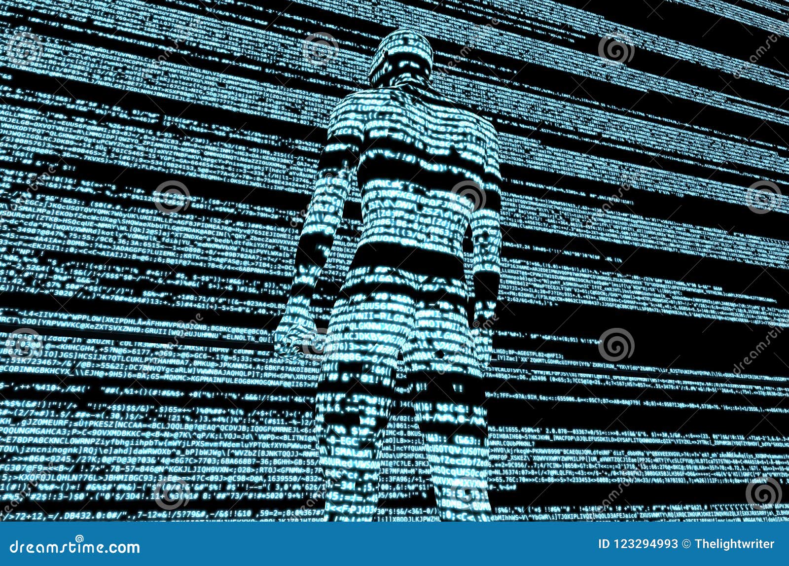 Electronic Man Pressing Virtual Computer Screen Stock Illustration ...