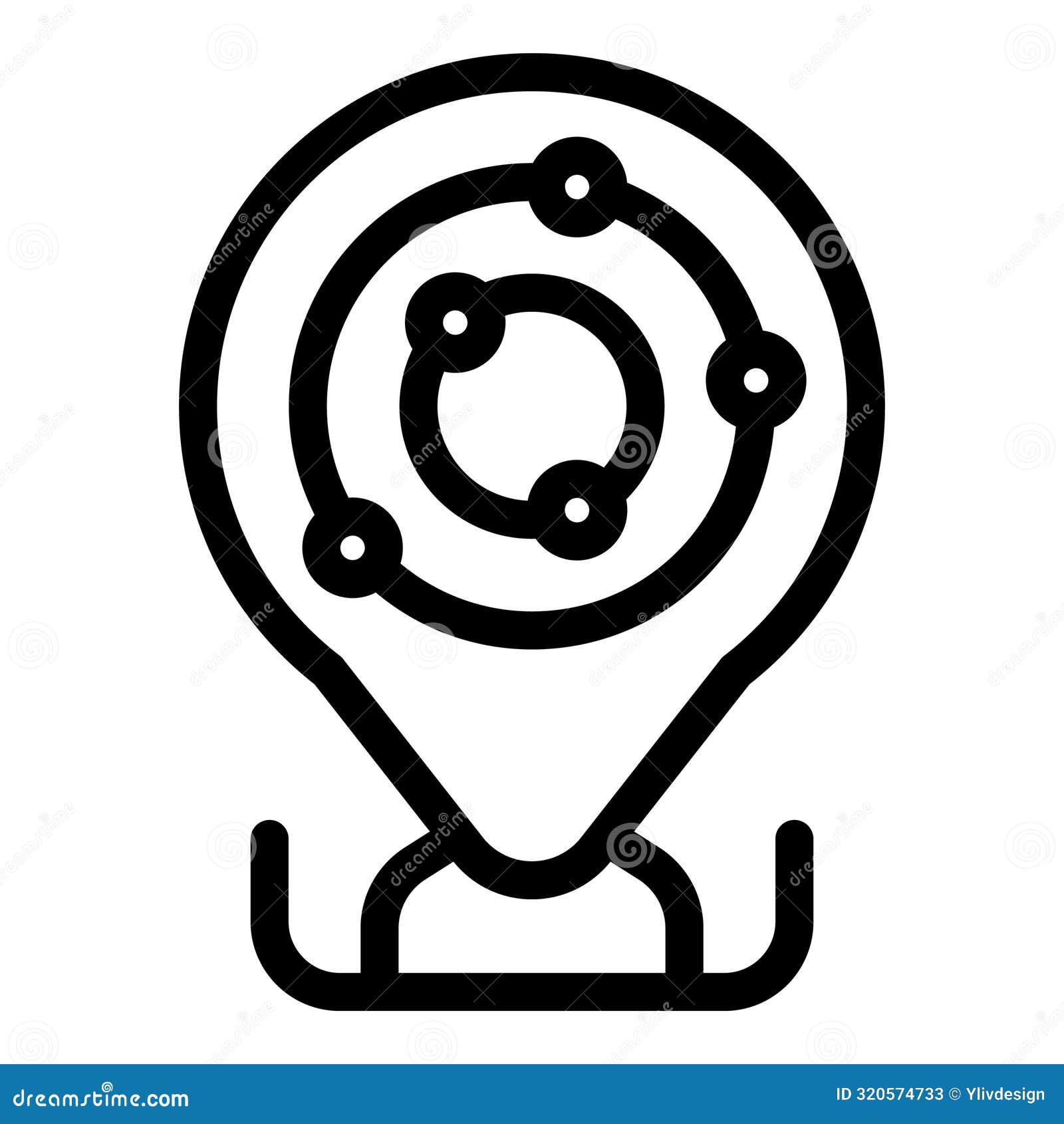 Electronic Map Pin Icon Outline Stock Illustration - Illustration of ...